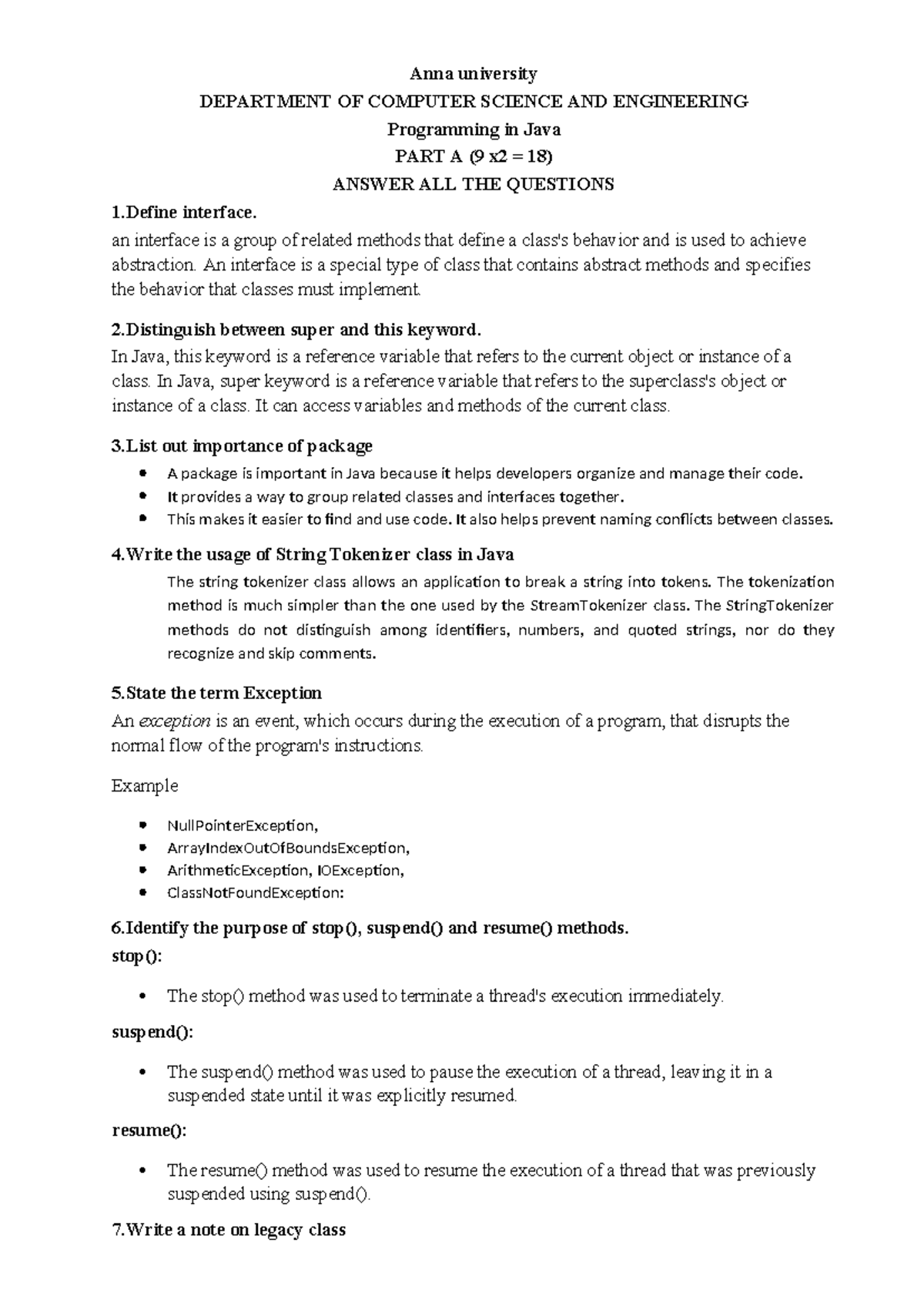 Programming in Java: Key Concepts and Examples (CSE 202) - Studocu