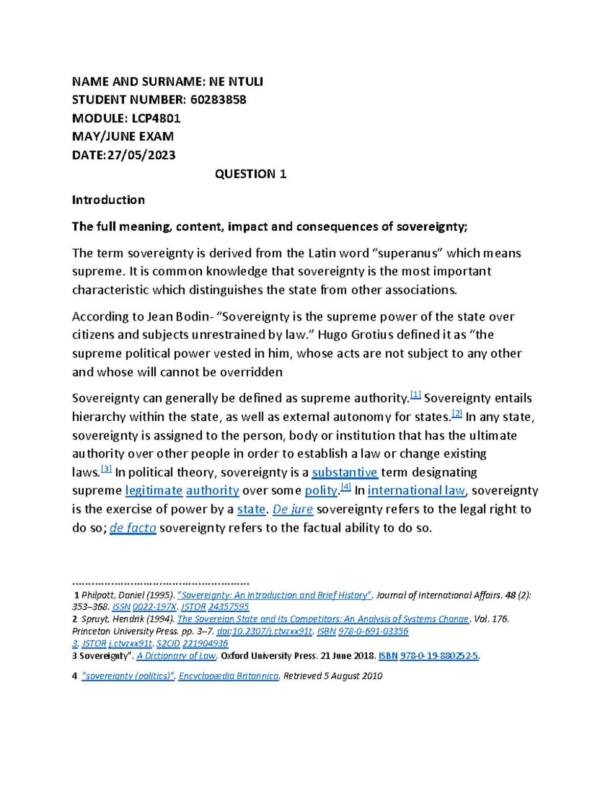 LCP4801 Final Exam Notes: Understanding Sovereignty Concepts - Studocu