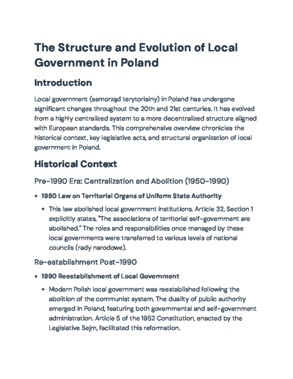 Evolution of Local Government in Poland: Historical Context and ...