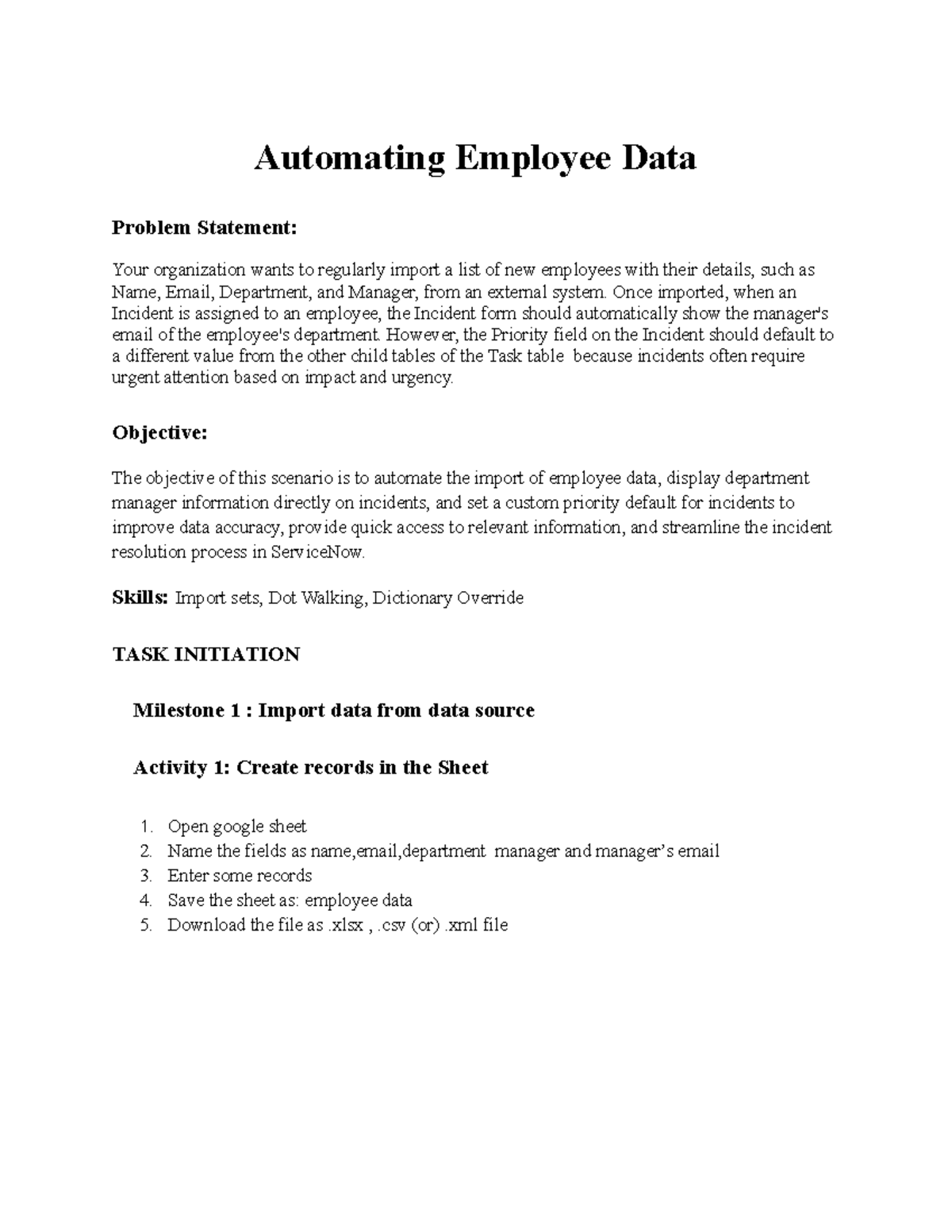 Automating Employee Data Import in ServiceNow: A Guide - Studocu