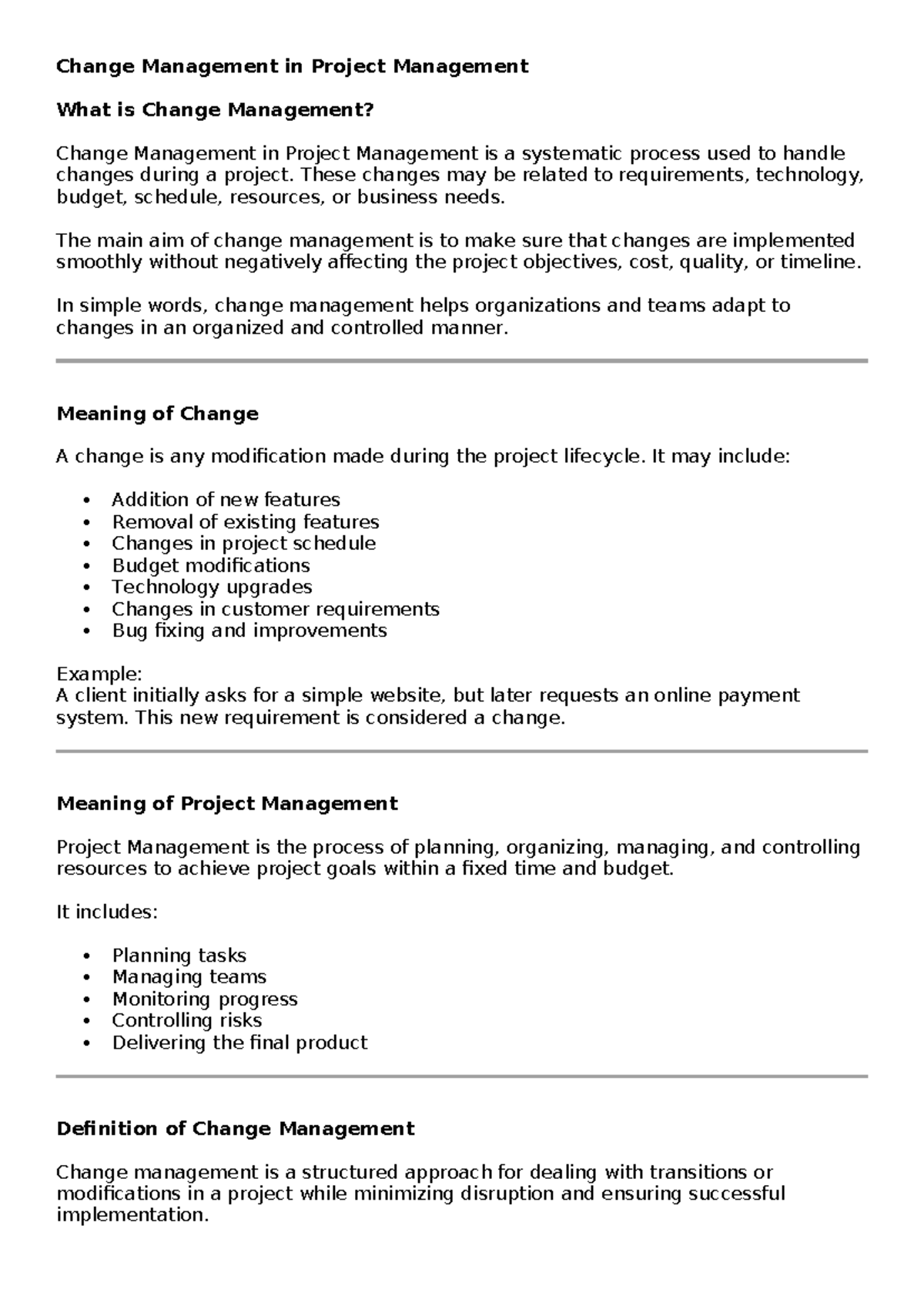 Change Management in Project Management: A Comprehensive Guide - Studocu