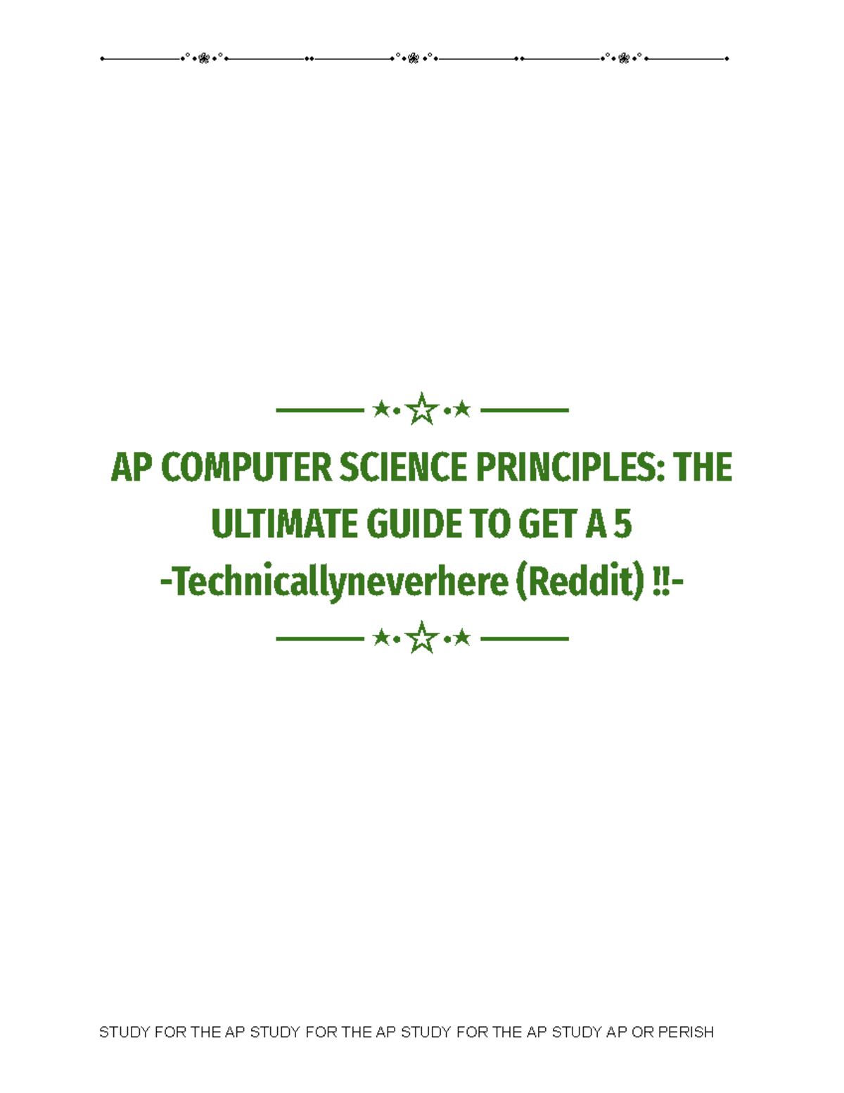 AP COMPUTER SCIENCE PRINCIPLES: ULTIMATE STUDY GUIDE FOR A 5 - Studocu