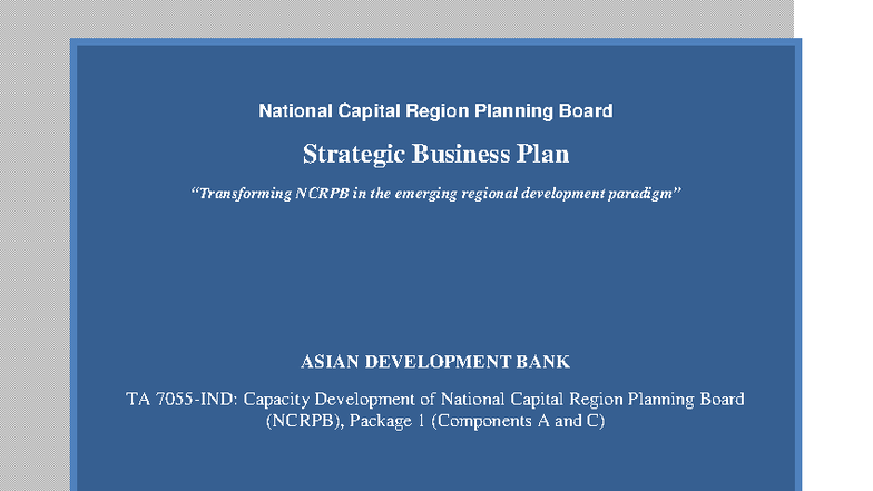 NCRPB Strategic Business Plan: Transforming Regional Development - Studocu