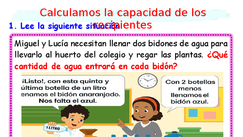 Ficha: Cálculo de la Capacidad de Recipientes en Problemas Prácticos ...