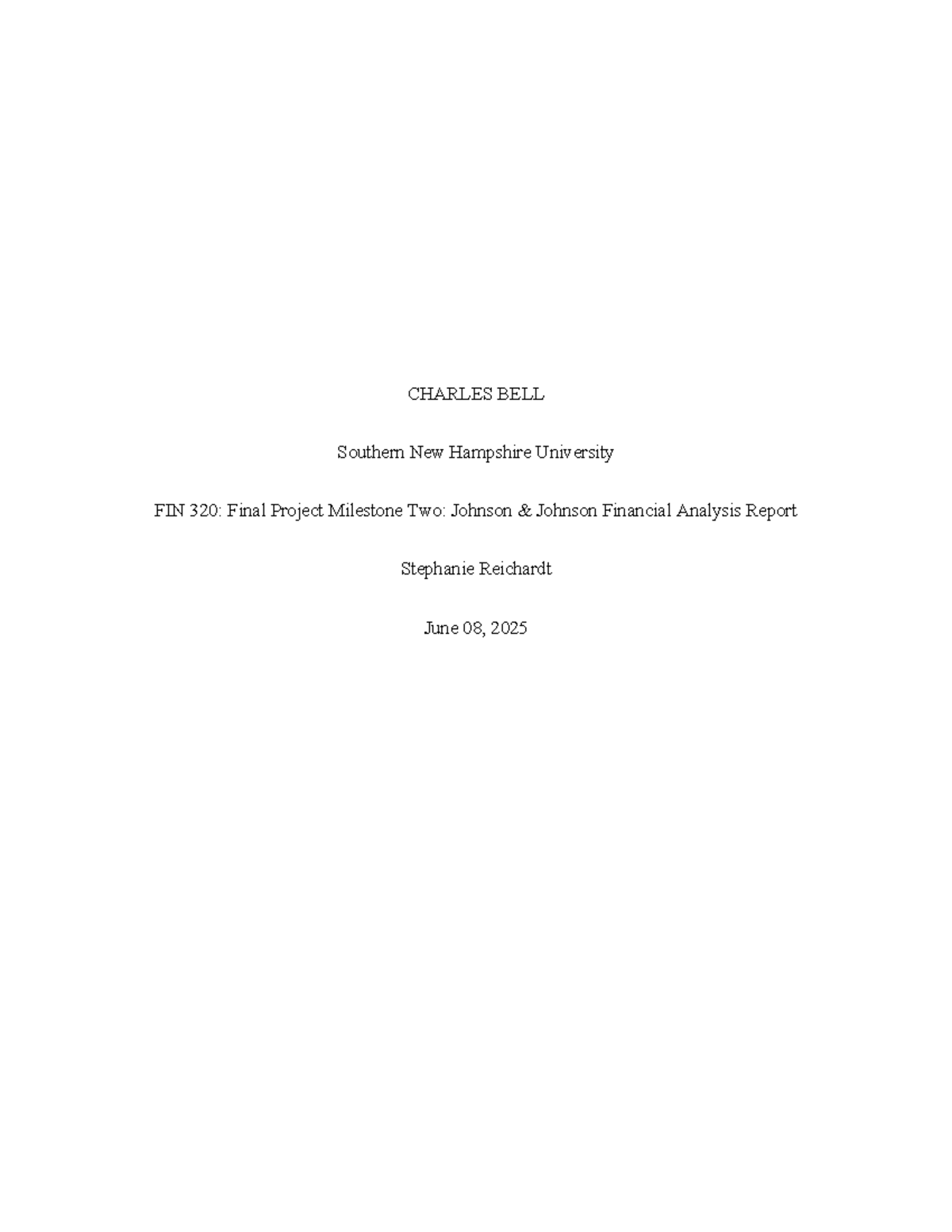 FIN 320: Final Project Milestone Two - Johnson & Johnson Financial ...