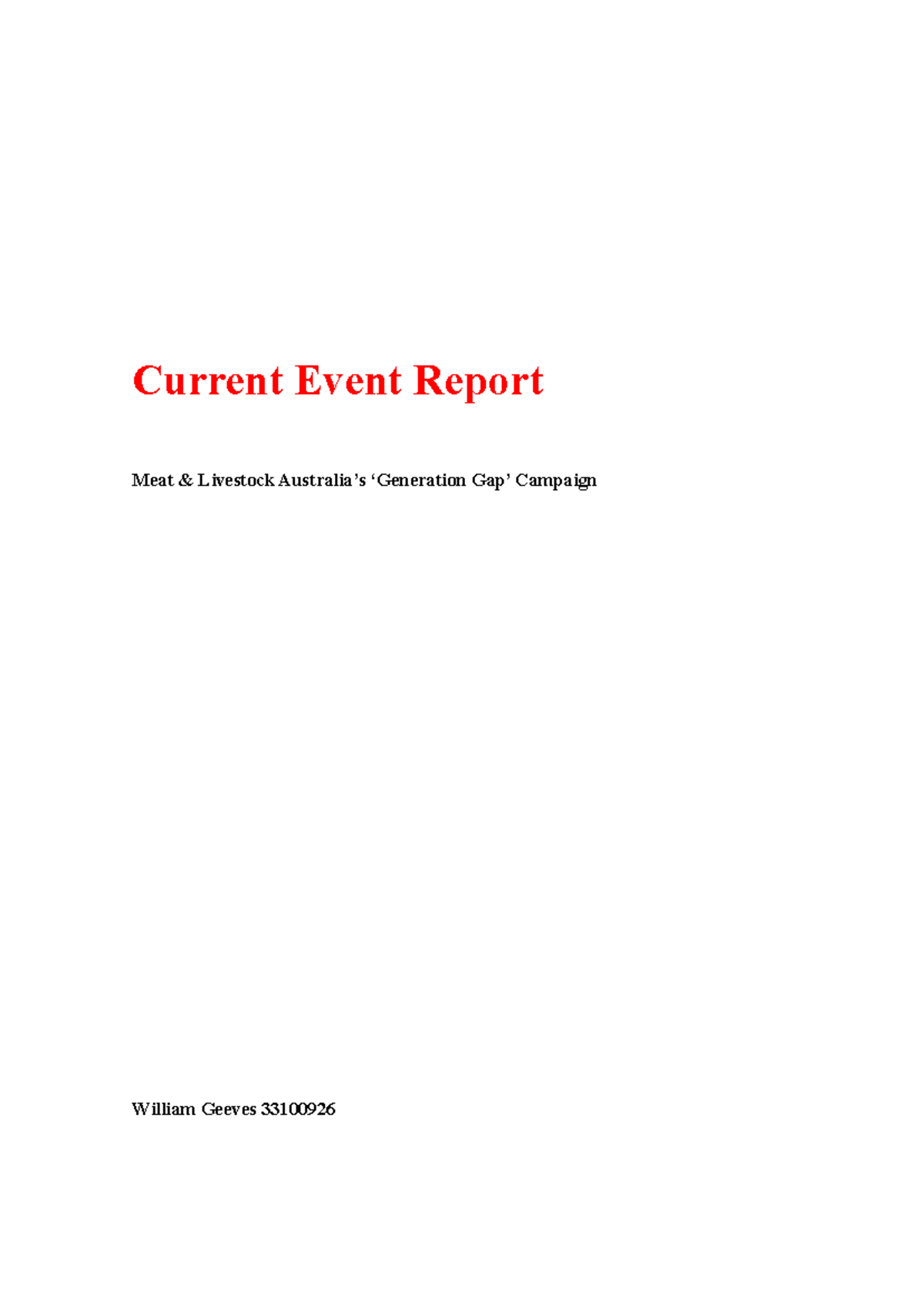 Current Event Report: MLA's 2024 Lamb Ad Campaign Analysis (33100926 ...