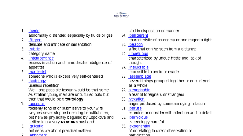 500 Vocabulary Words for ENGL 101 - Study Guide - Studocu