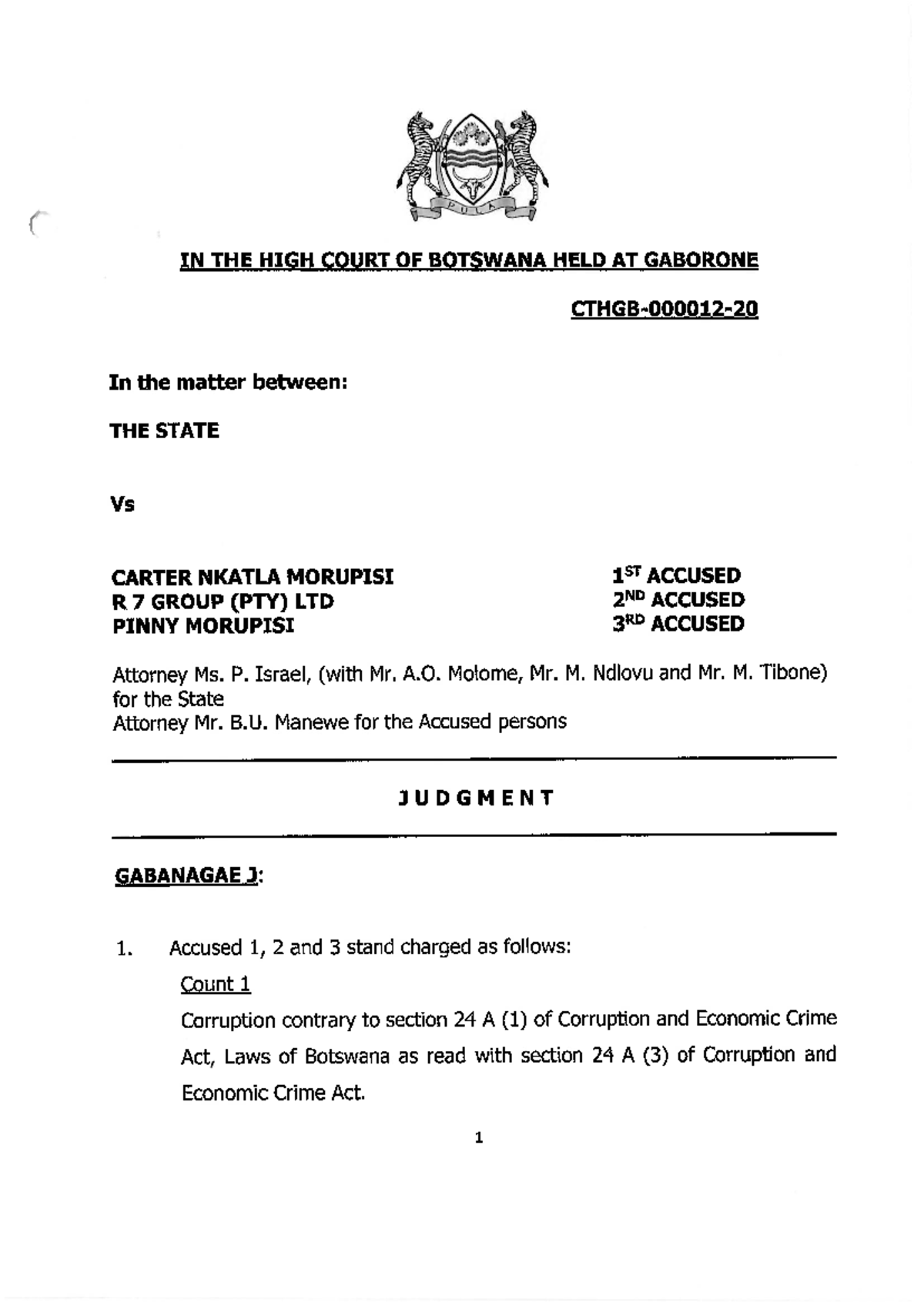 Judgment Review: Morupisi v. Botswana Case Law Analysis - Studocu