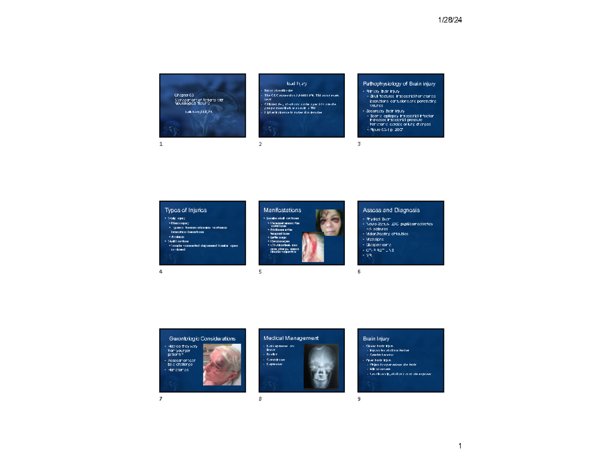 Chapter 63: Managing Neurological Trauma in Patients (CR) - Studocu