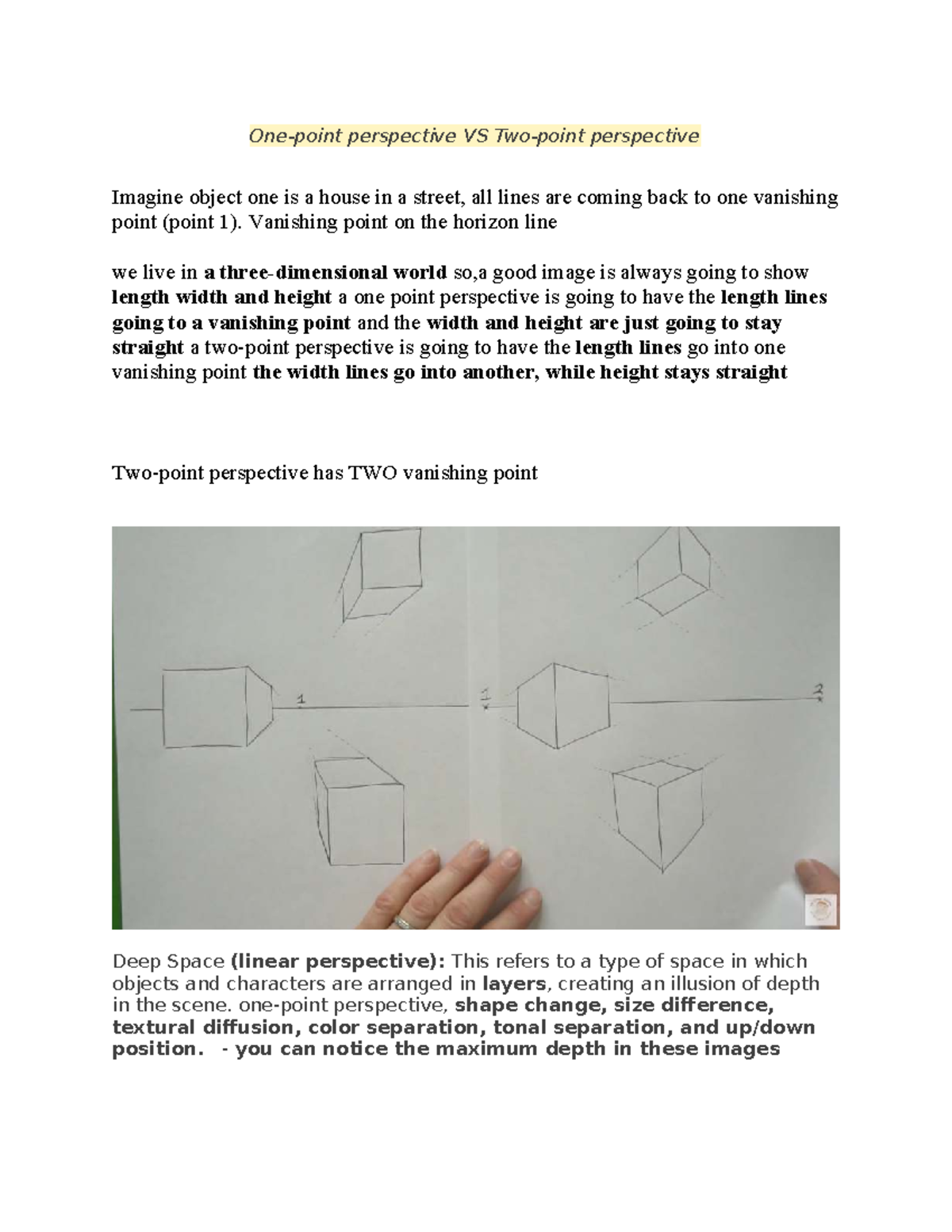 Mit1070 One-Point vs Two-Point Perspective Analysis - Studocu