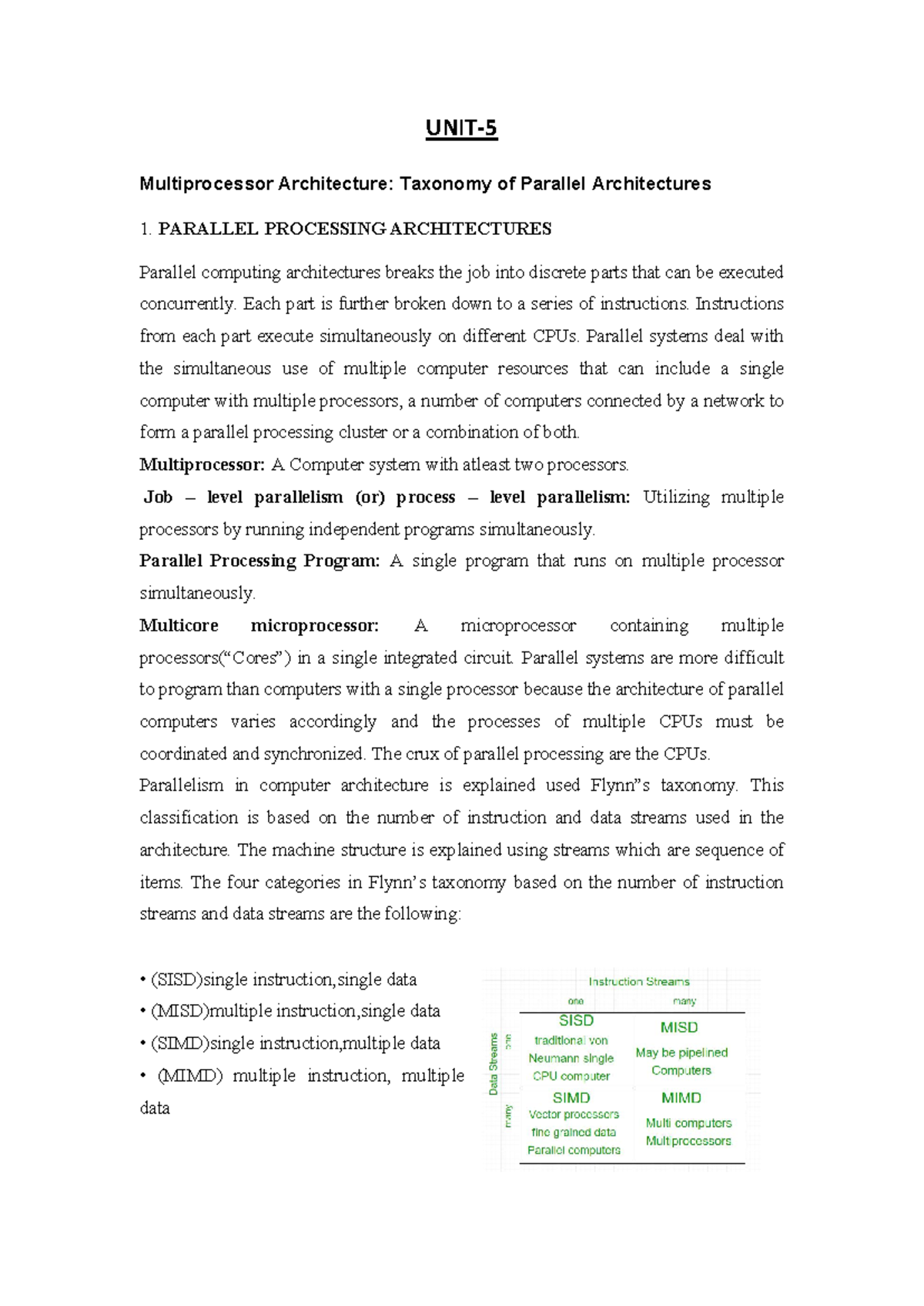 ACA UNIT-5 Notes: Multiprocessor Architecture & Parallel Processing ... ACA UNIT-5 Notes: Multiprocessor Architecture & Parallel Processing ...