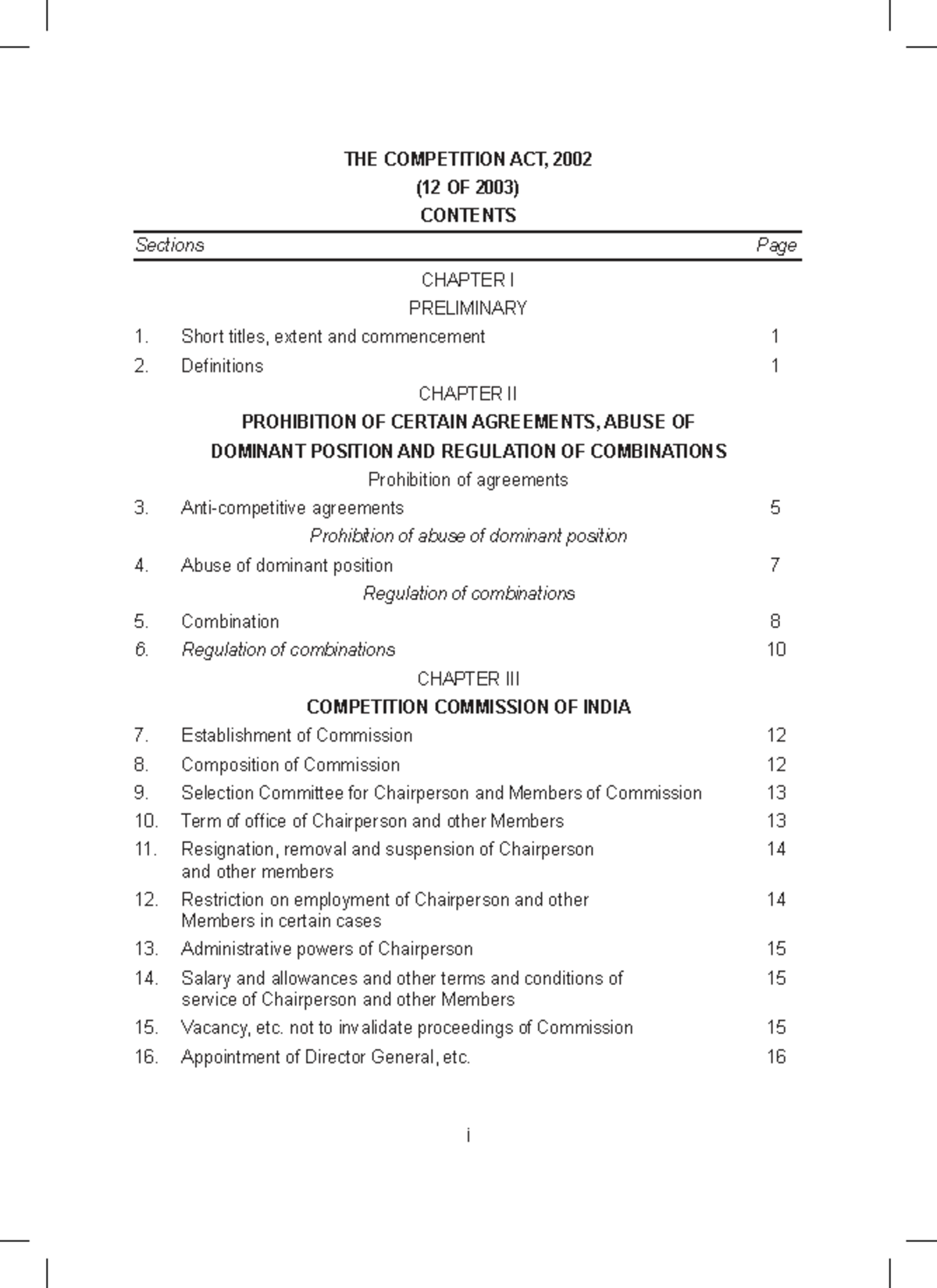 Competition Act, 2002: Comprehensive overview and key provisions - Studocu
