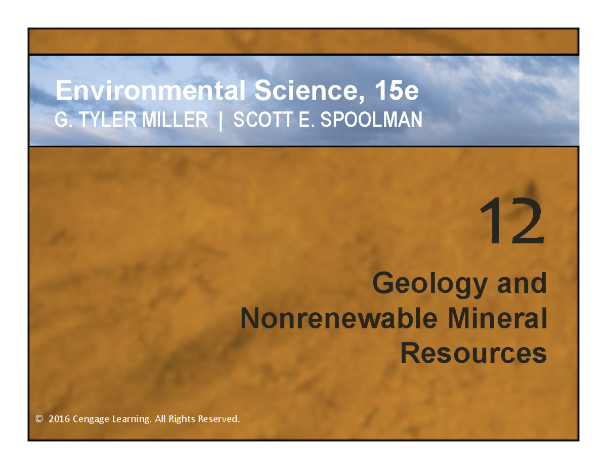 Environmental Science Chapter 12 - Geology and Nonrenewable Mineral ...