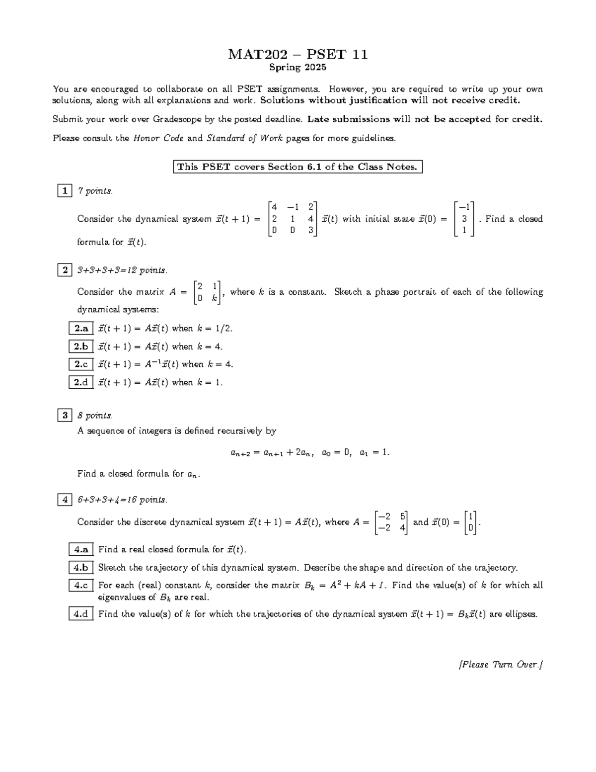 MAT202 PSET 11 Solutions and Guidelines - Spring 2025 - Studocu