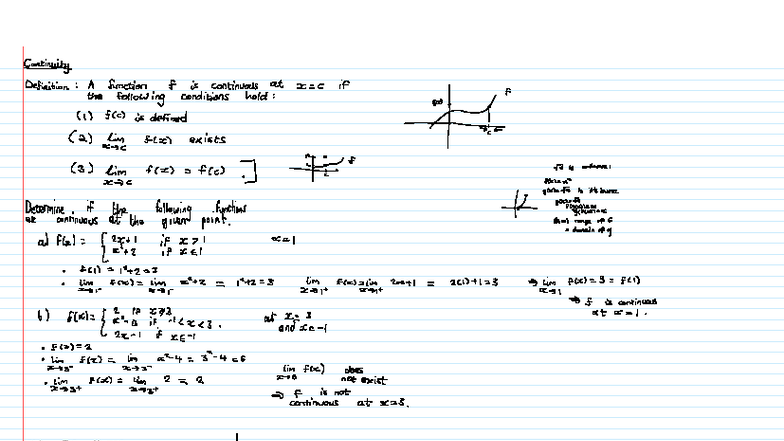 A1 Revision Lecture 2: Continuous Functions and Limits Notes - Studocu