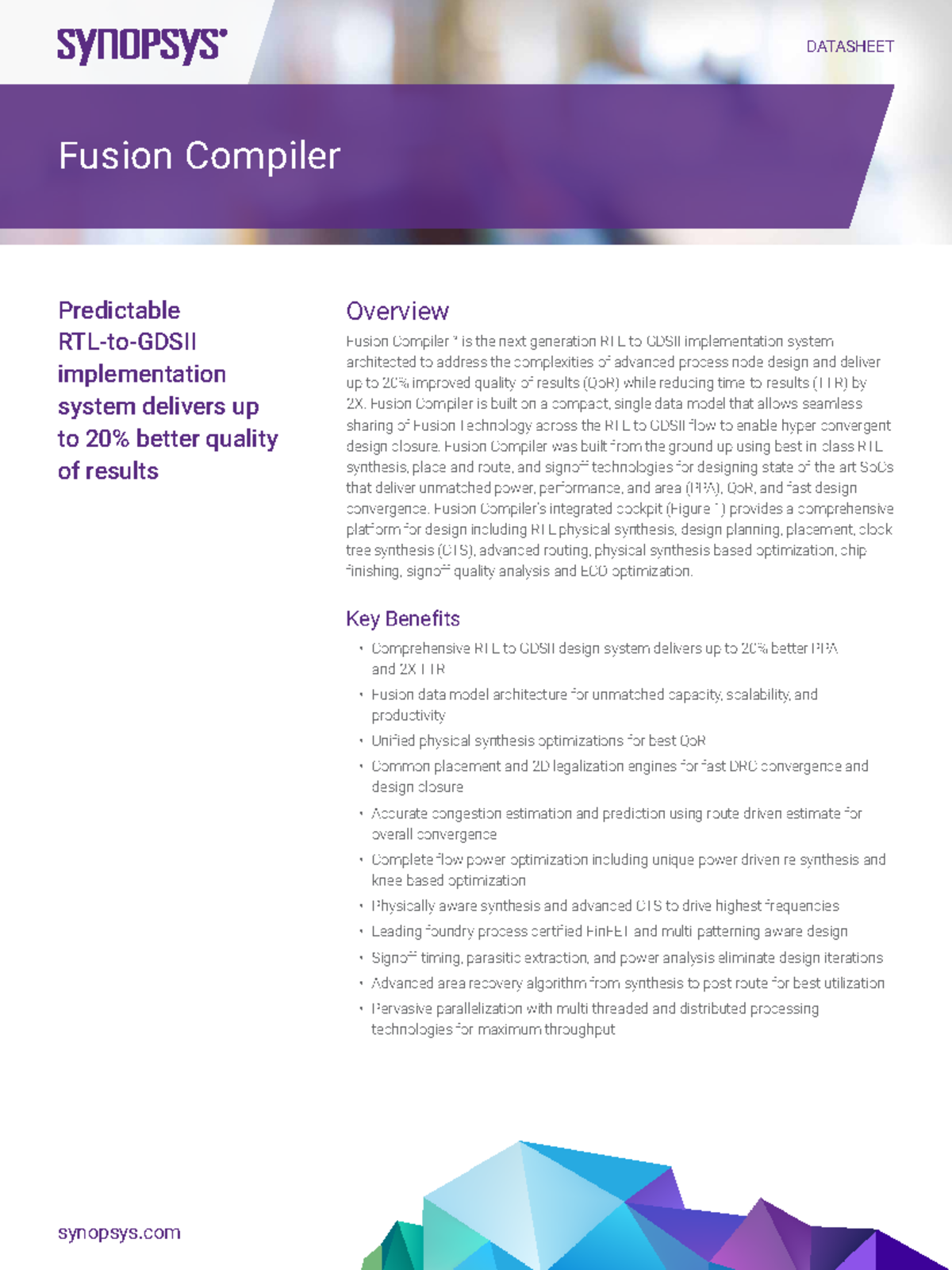 Fusion Compiler: Next-Gen RTL-to-GDSII System Overview and Benefits ...