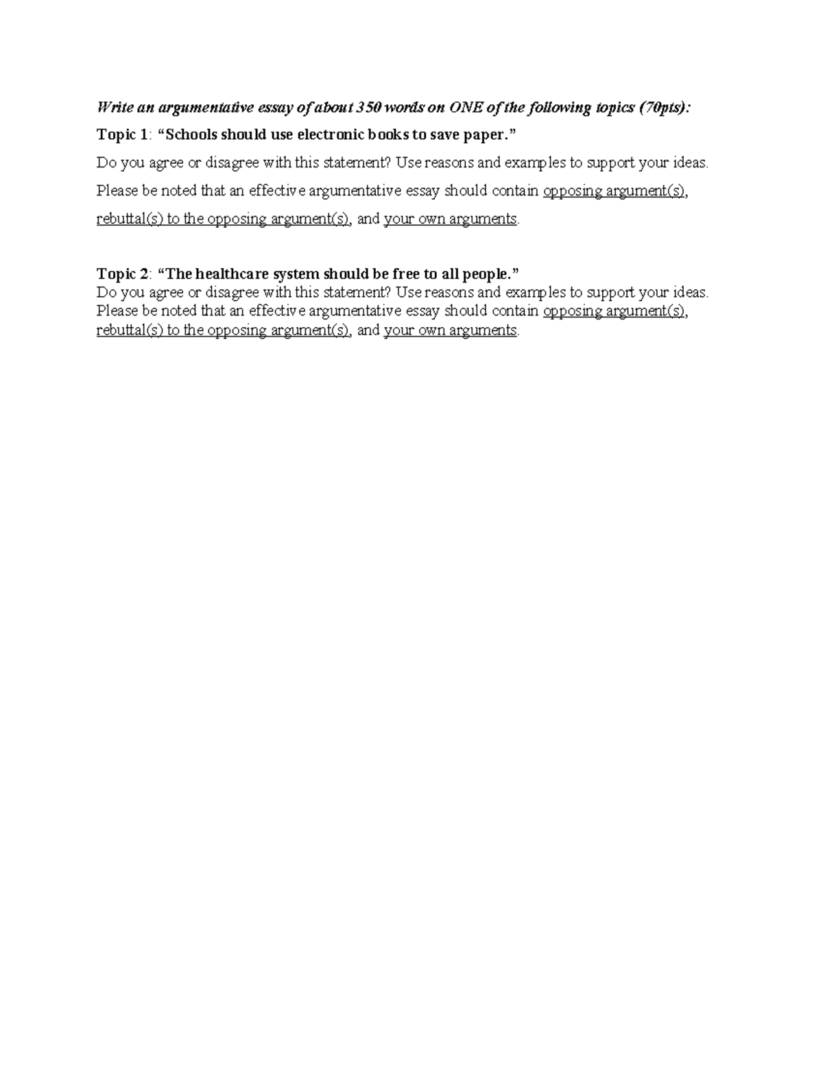 Argumentative Essay Guidelines - Task 4 (1237) - Studocu