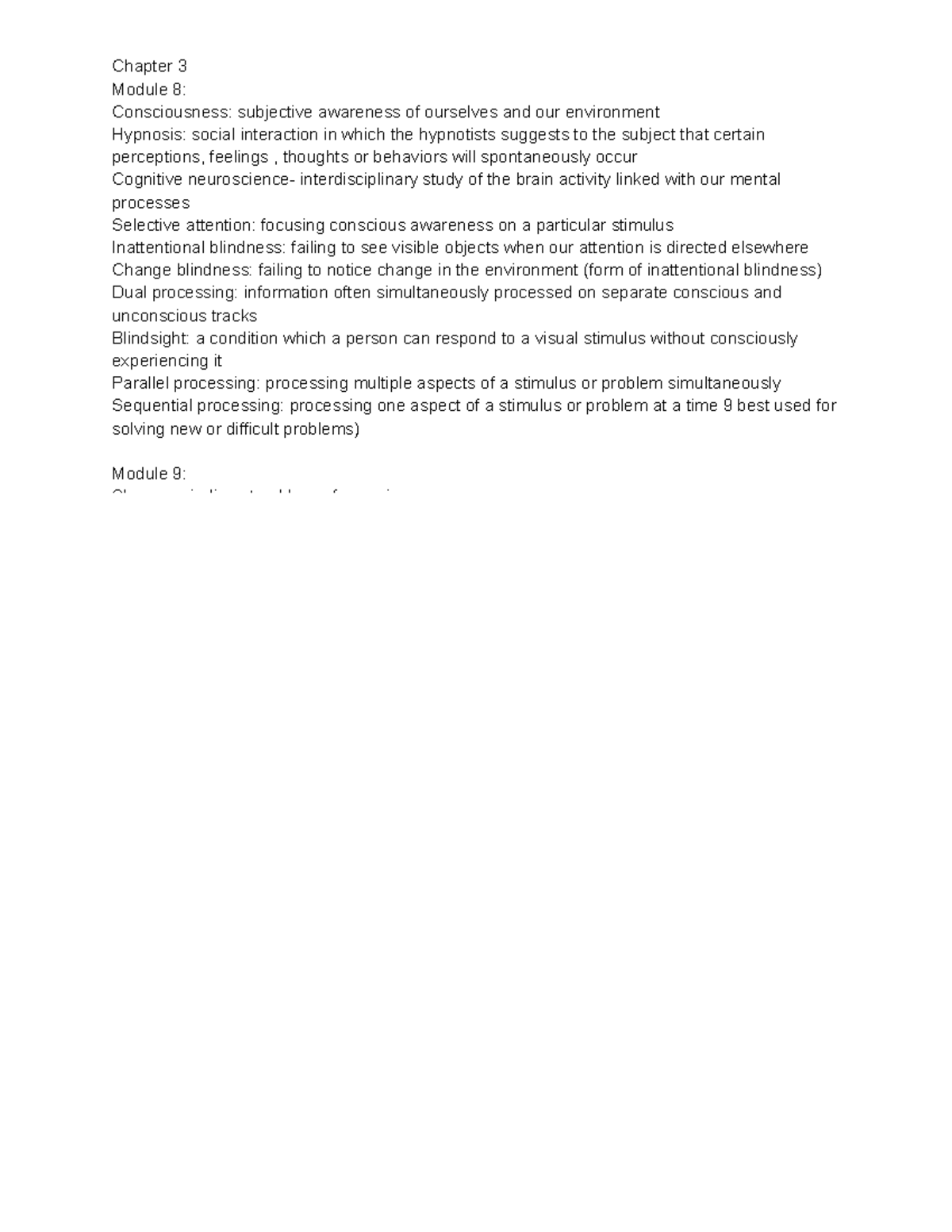 Psych 101: Exam 3 - Consciousness and Cognitive Neuroscience Notes ...