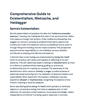 Comprehensive Study Guide: Heidegger & Nietzsche on Being and Existence ...
