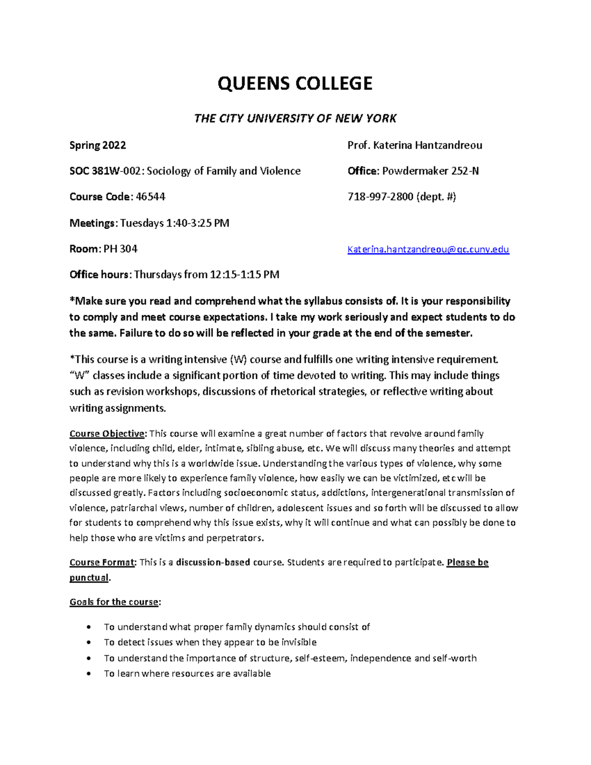 Spring '22 381W Senior Seminar Writing Intensive Professor Katerina ...