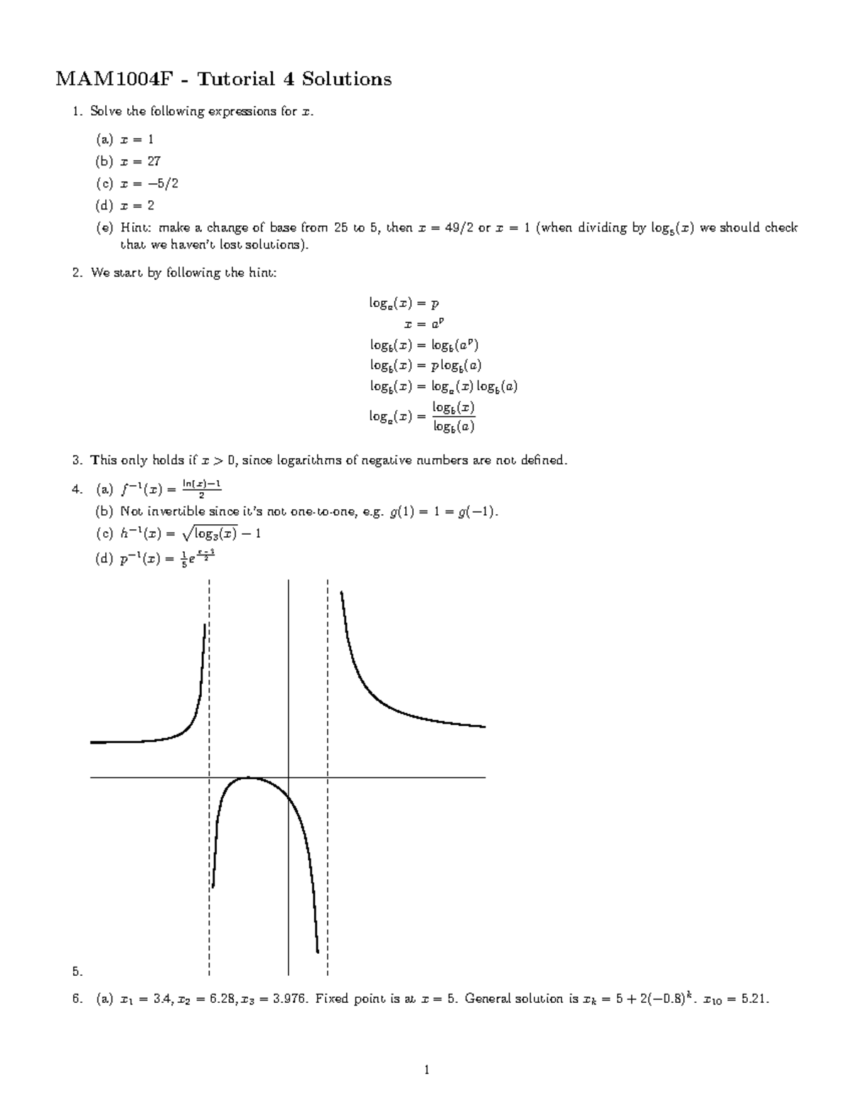 MAM1004F Tutorial 04 Solutions and Explanations - Studocu