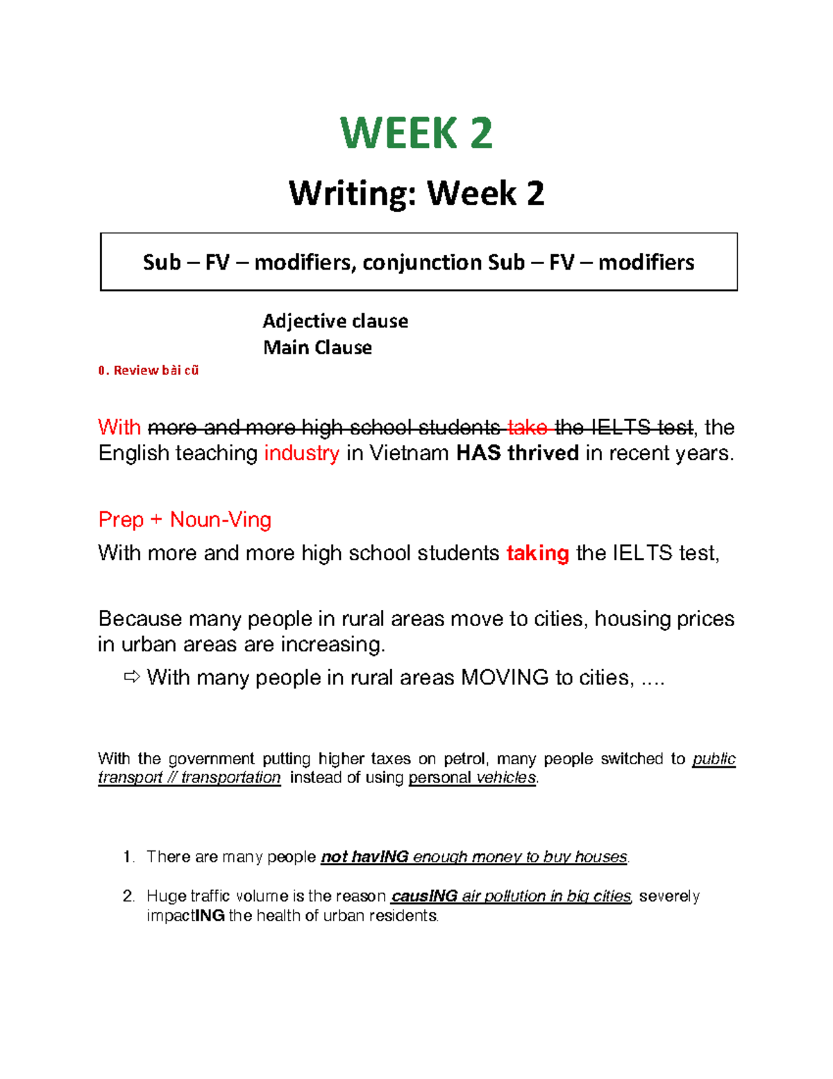 Writing Week 2 - Modifiers, Clauses, and Sentence Structure - Studocu