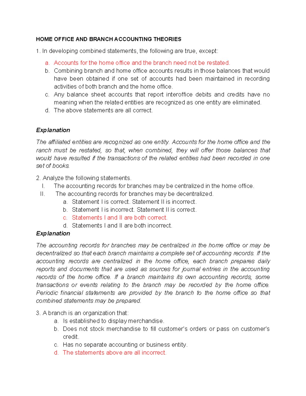 Home Office and Branch Accounting Theories (HOBA): A Comprehensive ...