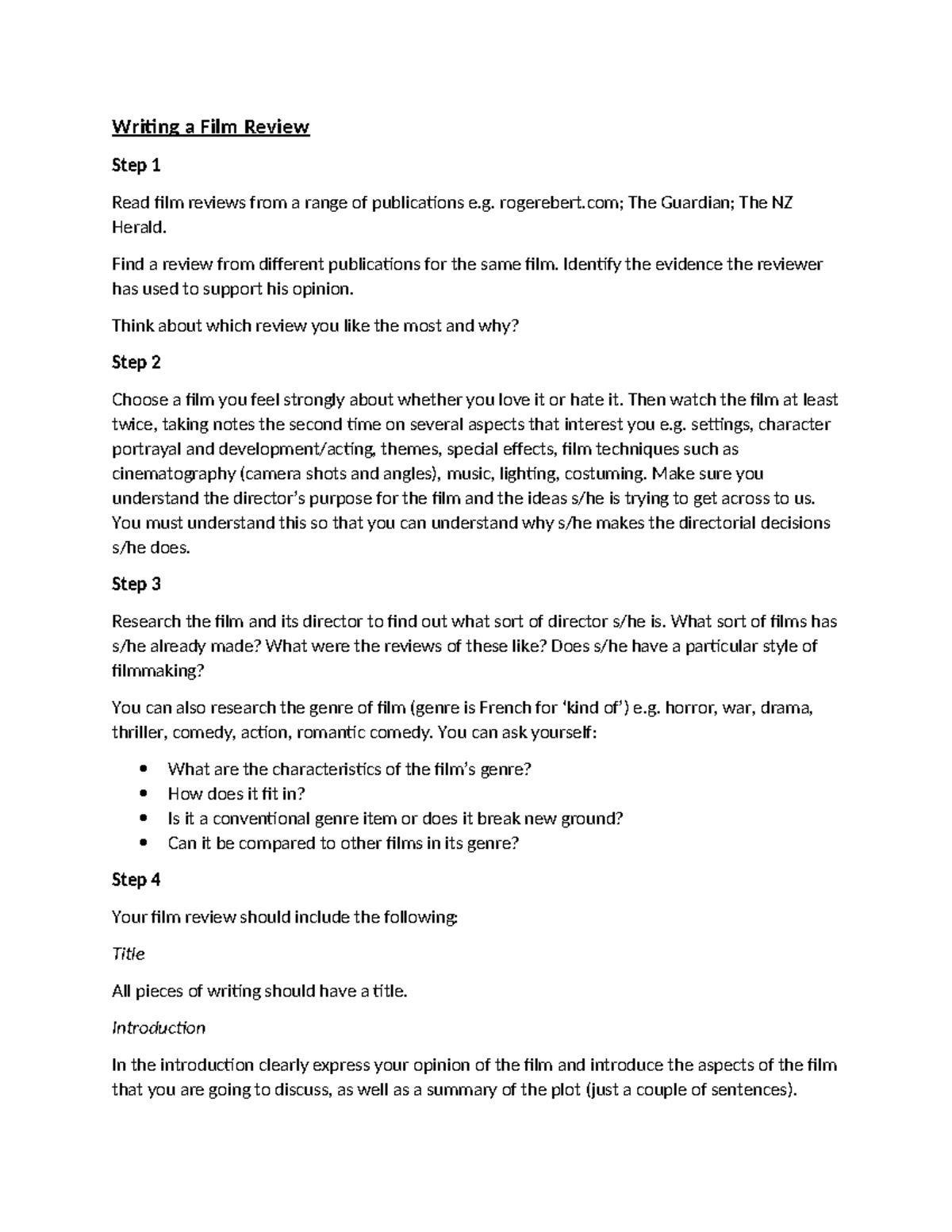 ENG101: Writing a Film Review - Step-by-Step Guide - Studocu