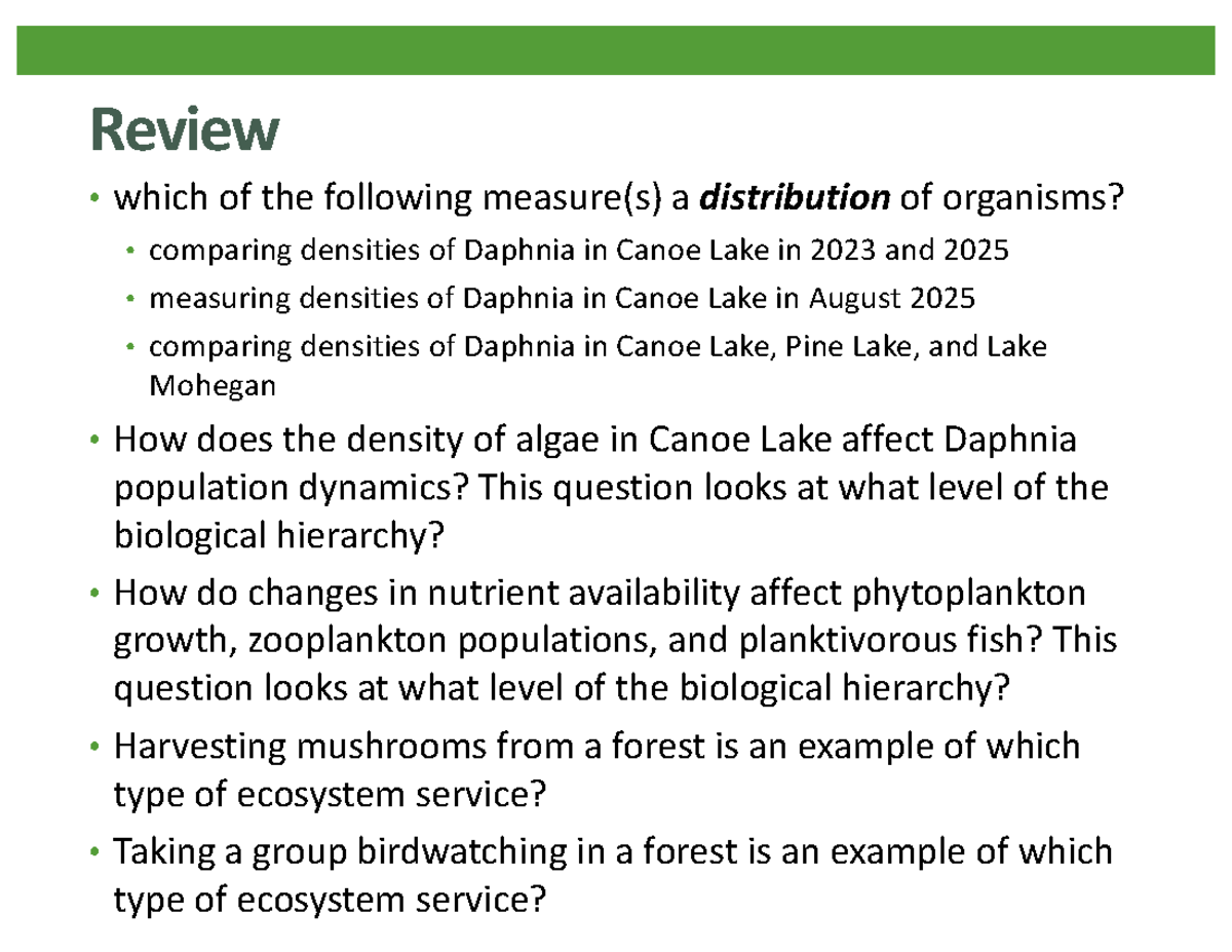 Ecology 101: Chapter 2 Review on Climate Variation & Biomes - Studocu