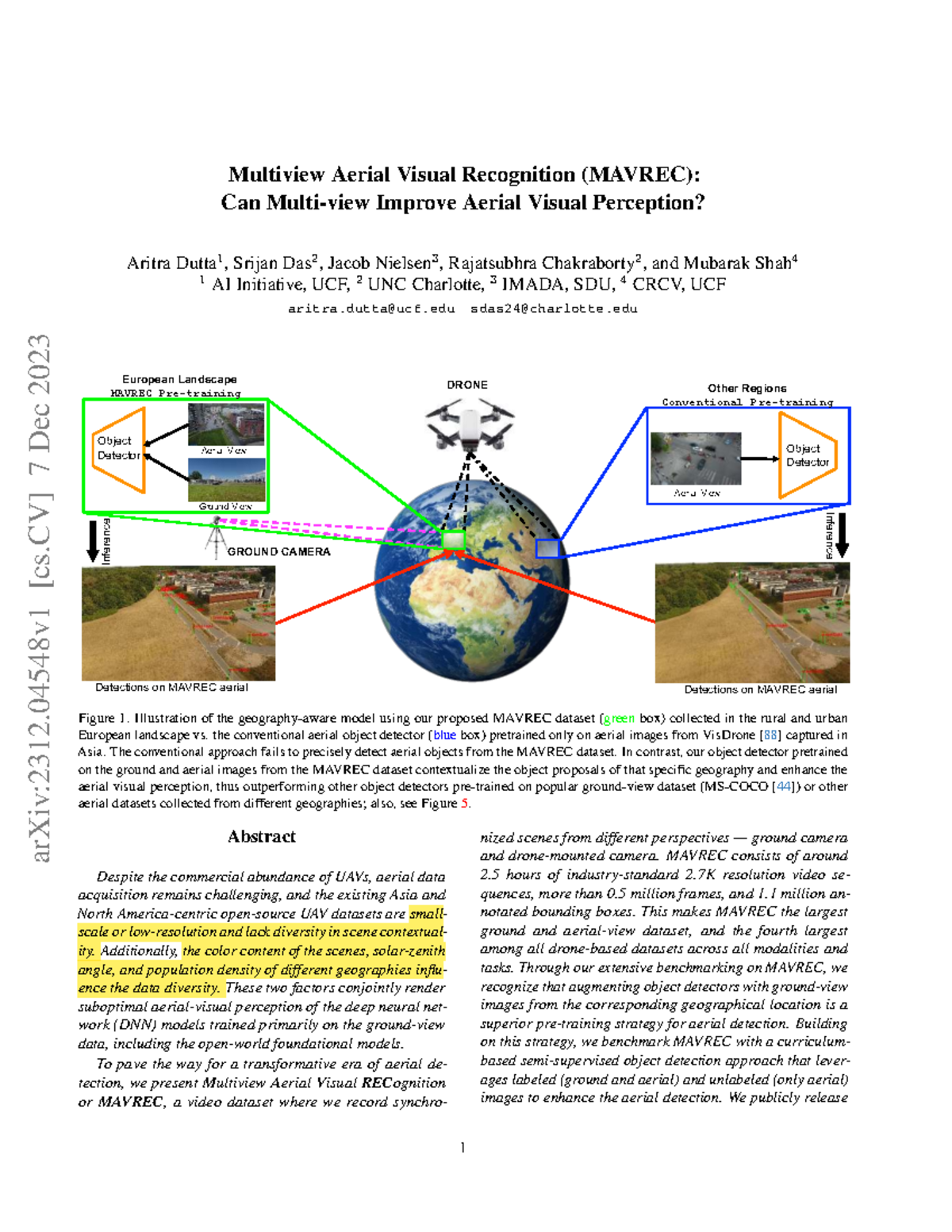 MAVREC: Enhancing Aerial Visual Recognition with Multiview Data (CS231 ...