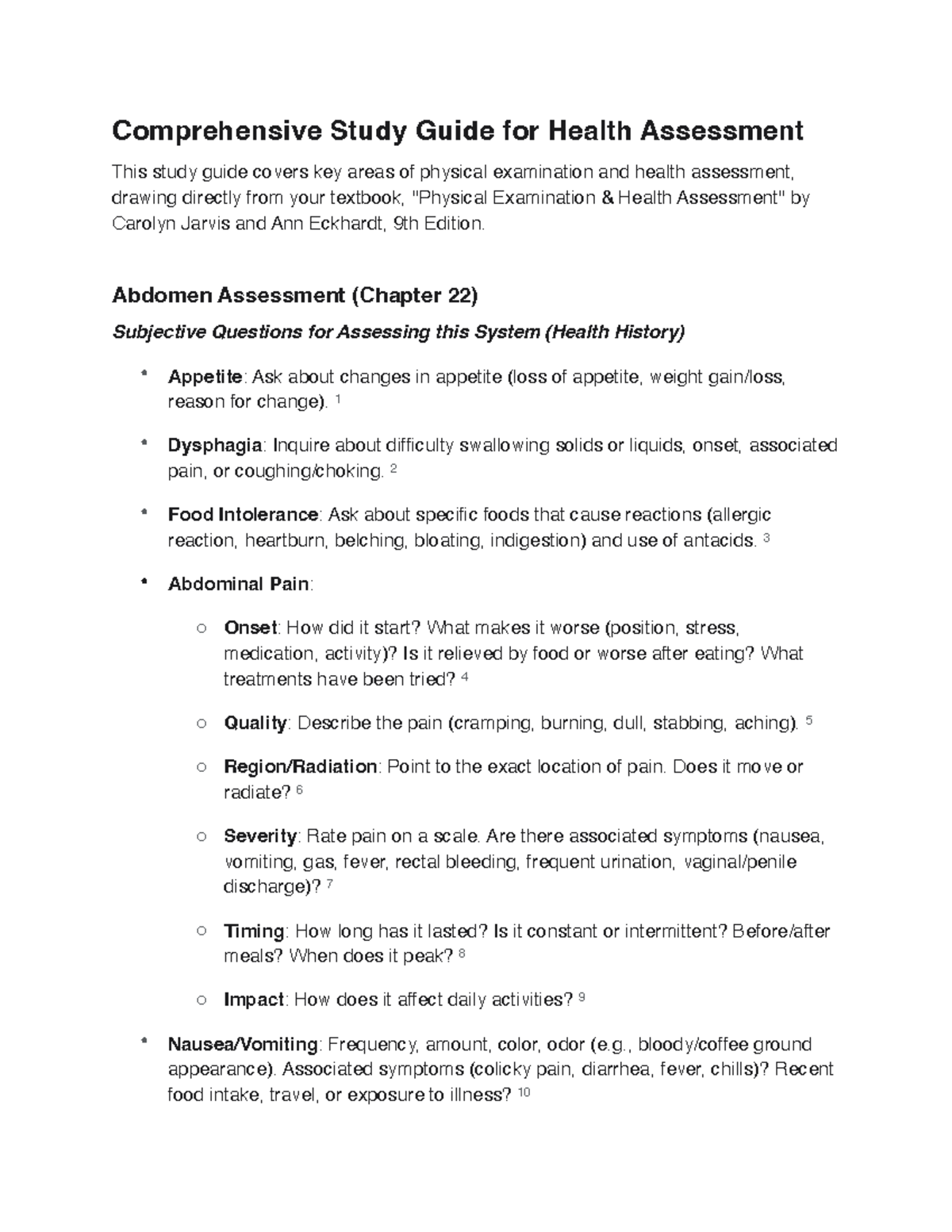 Health Assessment Exam 3 Study Guide (NUR 301) - Studocu
