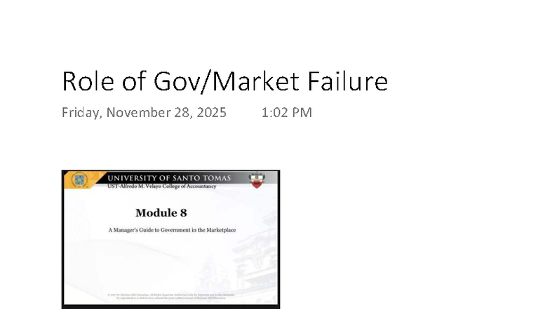 Module 8: Government's Role in Addressing Market Failures (UST) - Studocu