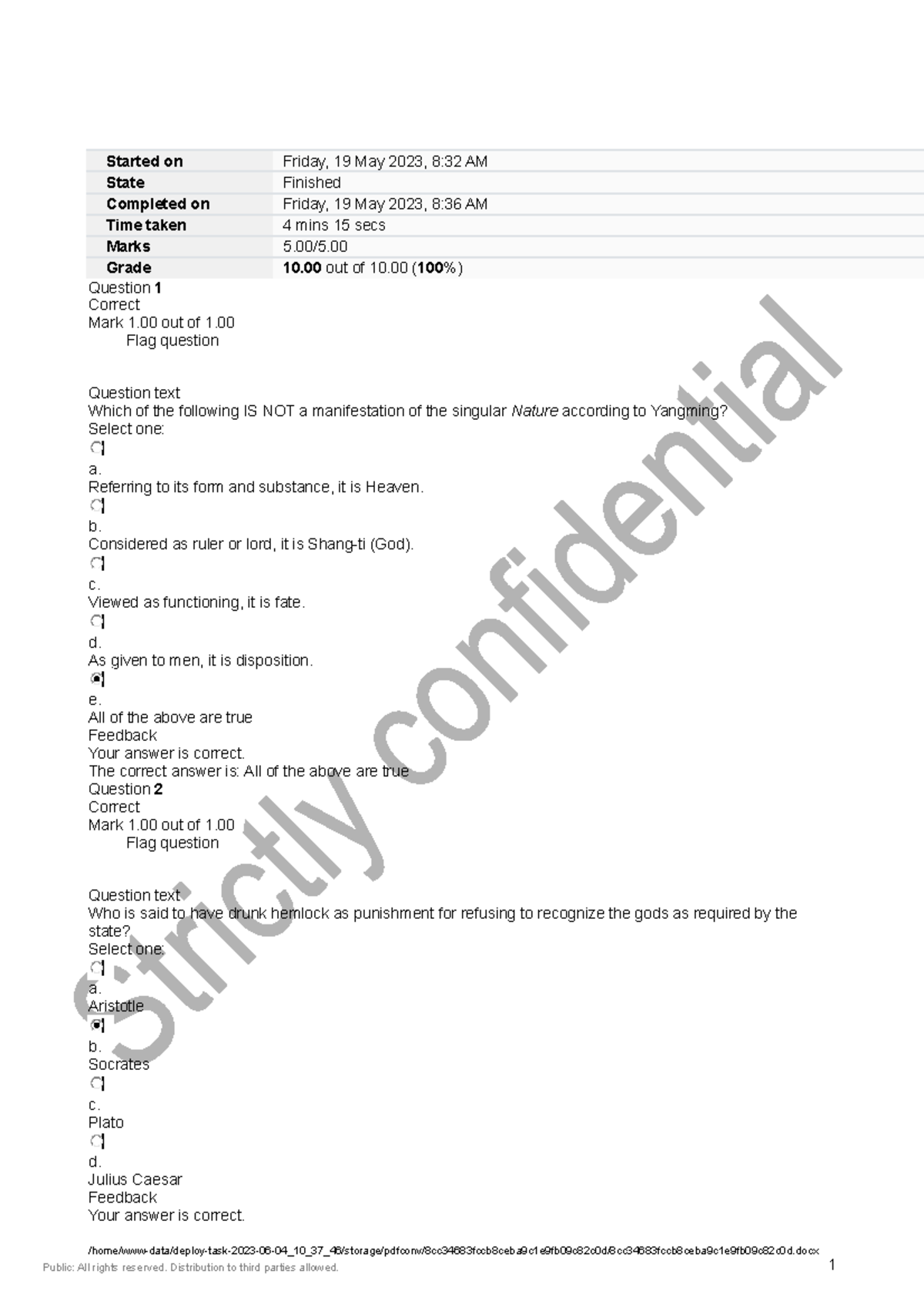 Unit 7 Self Quiz - Unit 7 Self Quiz - Started on Friday, 19 May 2023, 8:32 AM State Finished ...
