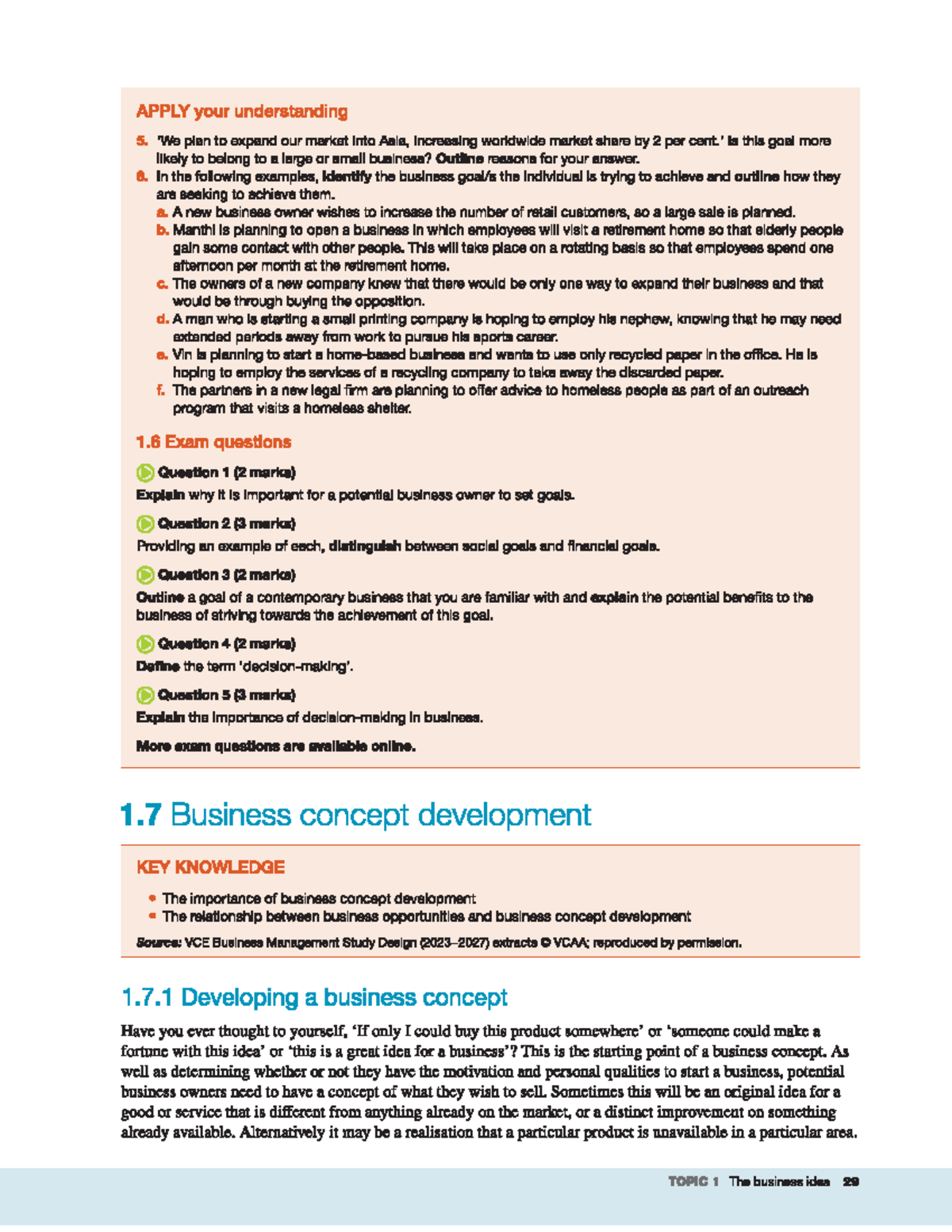 VCE Business Management Study Notes: Textbook 1.7 to 1.10 Insights and ...