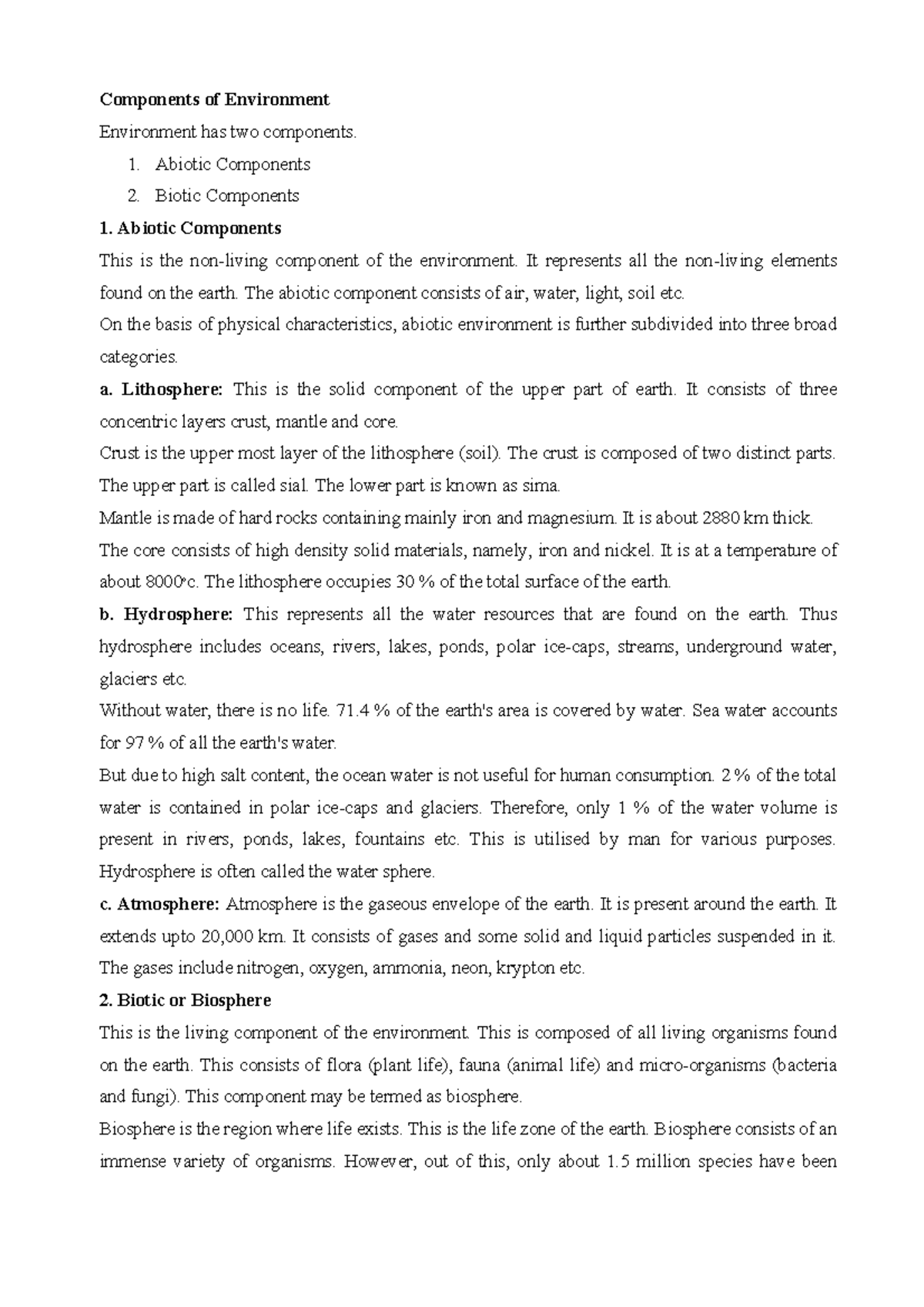Components of Environment - Components of Environment Environment has ...