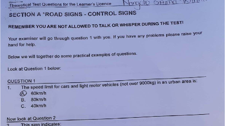 Learner's License Test Questions - QP1 Guide - Studocu