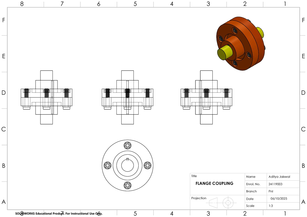 FLANGE COUPLING Design Project A - SOLIDWORKS Educational Use - Studocu