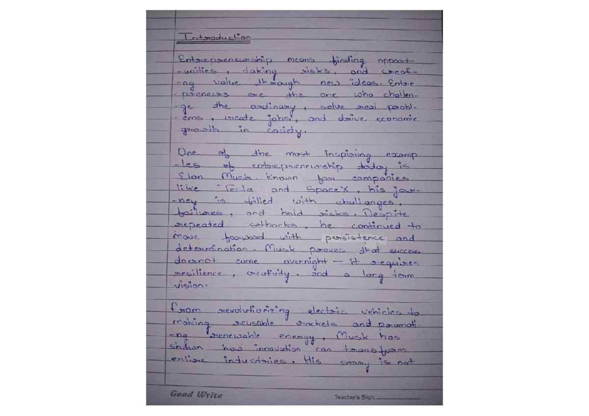 Case Study: Entrepreneurship Lessons from Elon Musk (ENT 101) - Studocu