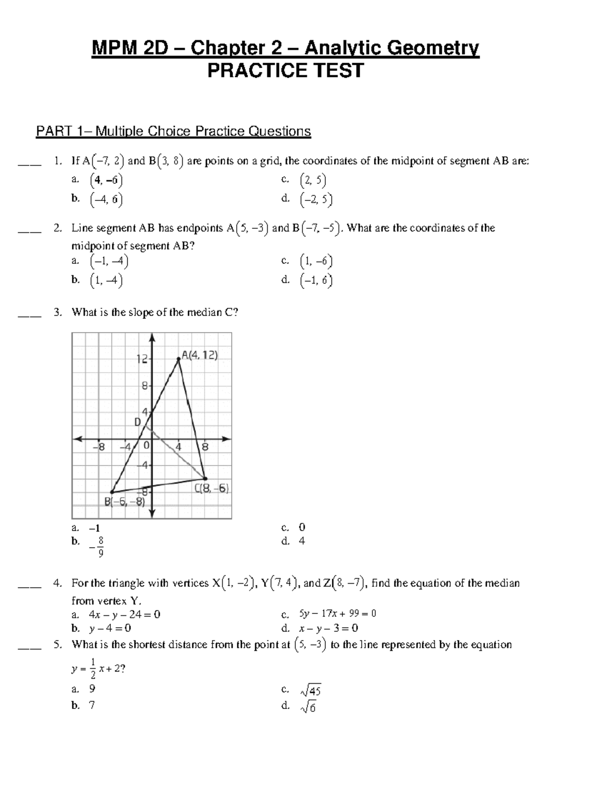 Mpm2d chapter 2 practice test assignment - MPM 2D – Chapter 2 ...