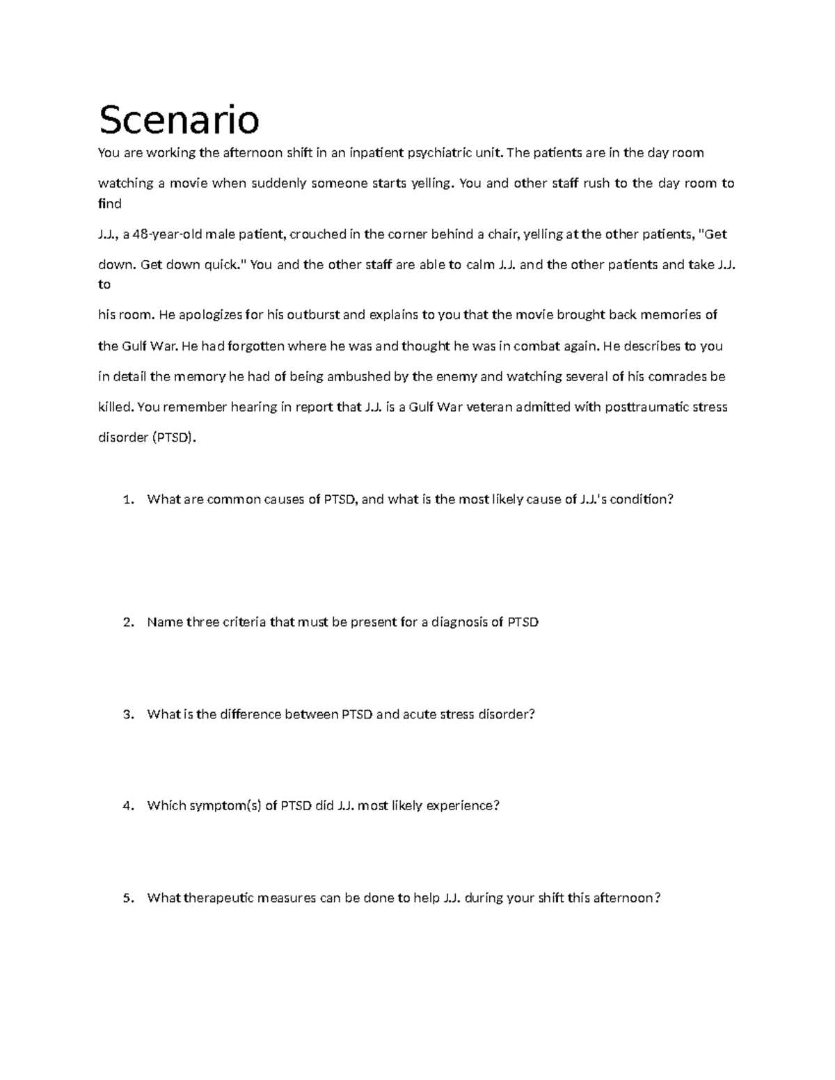 PTSD Case Study: Understanding Symptoms & Treatment Options - Studocu