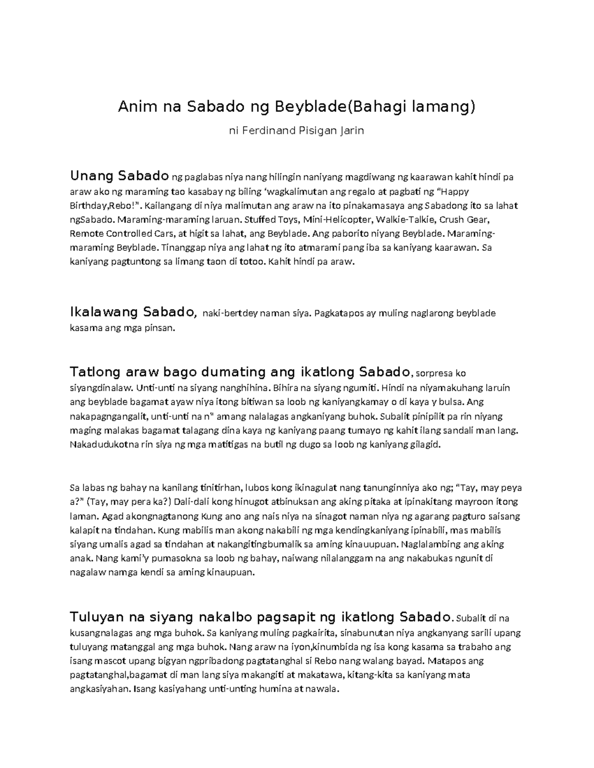 Anim na Sabado ng Beyblade - Anim na Sabado ng Beyblade(Bahagi lamang ...