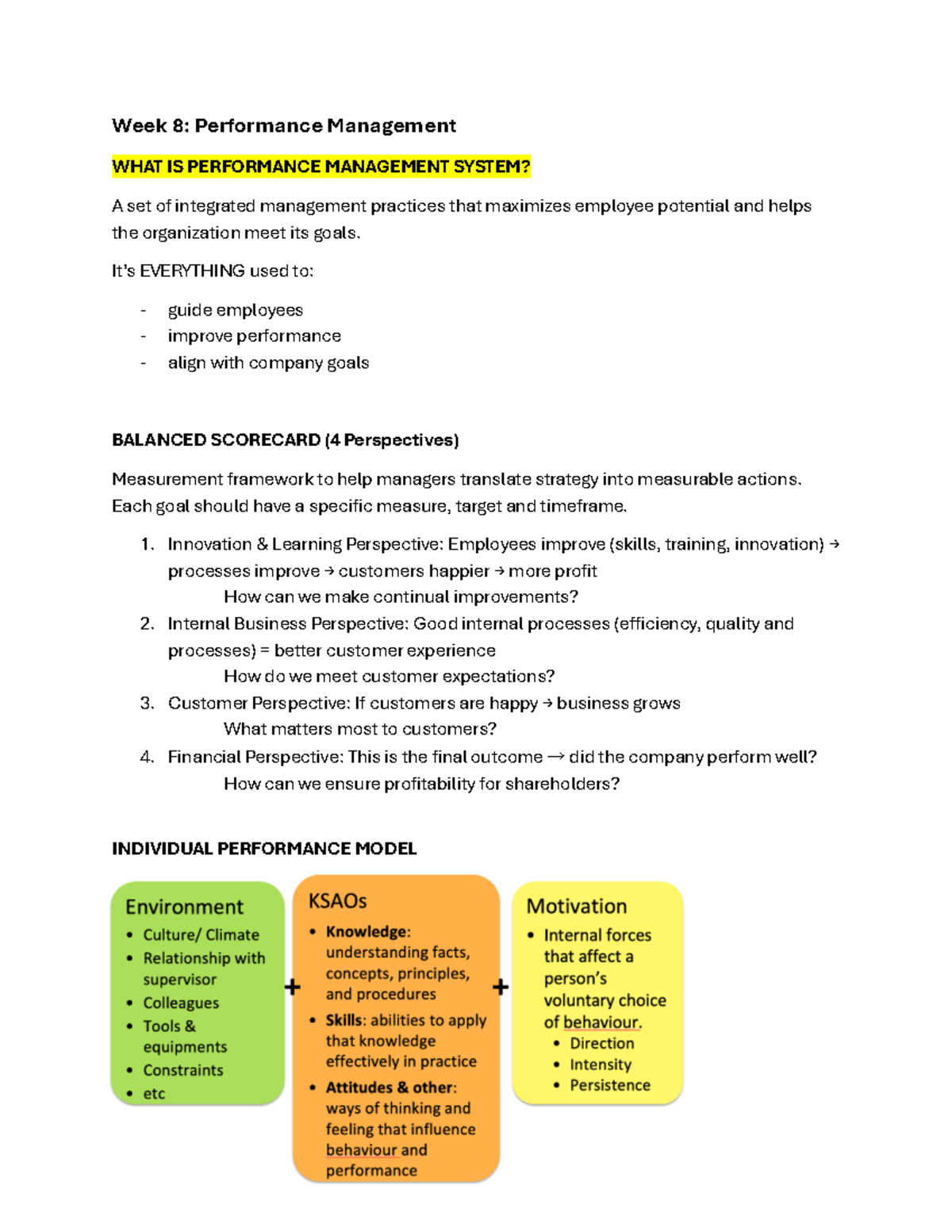 Week 8: Performance Management System Overview and Key Concepts - Studocu