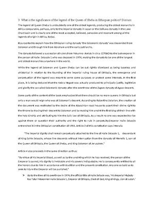 [Solved] HISTORY OF ETHIOPIA AND THE HORN FOR FRESHMAN STUDENTS COULD ...