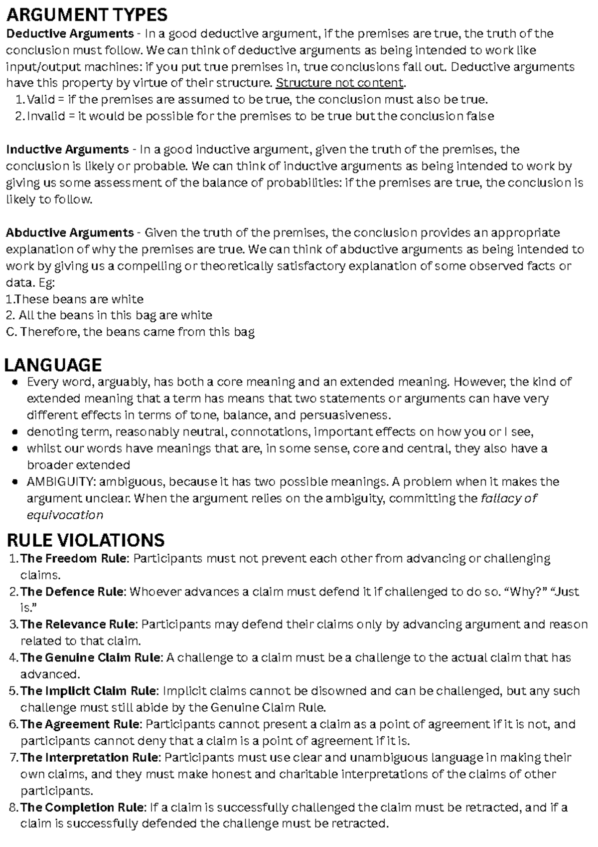 Critical Thinking Exam Notes: Argument Types and Fallacies - Studocu