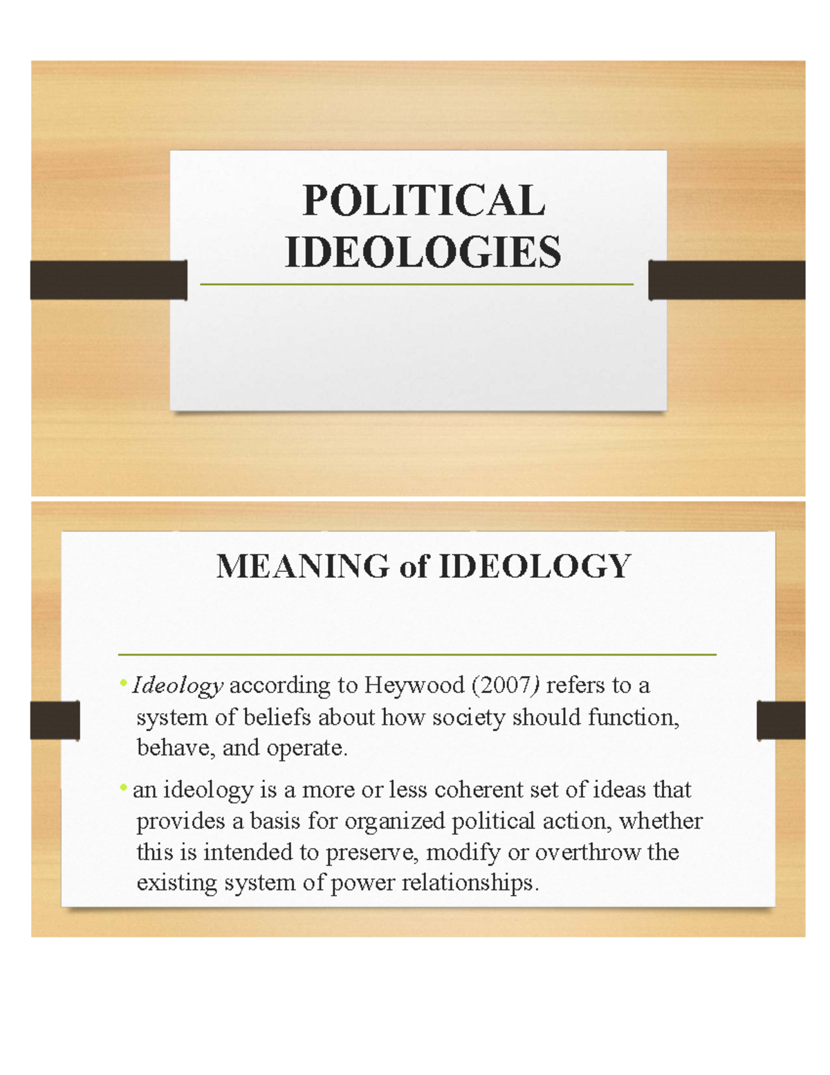POL 101: Overview of Political Ideologies and Key Concepts - Studocu