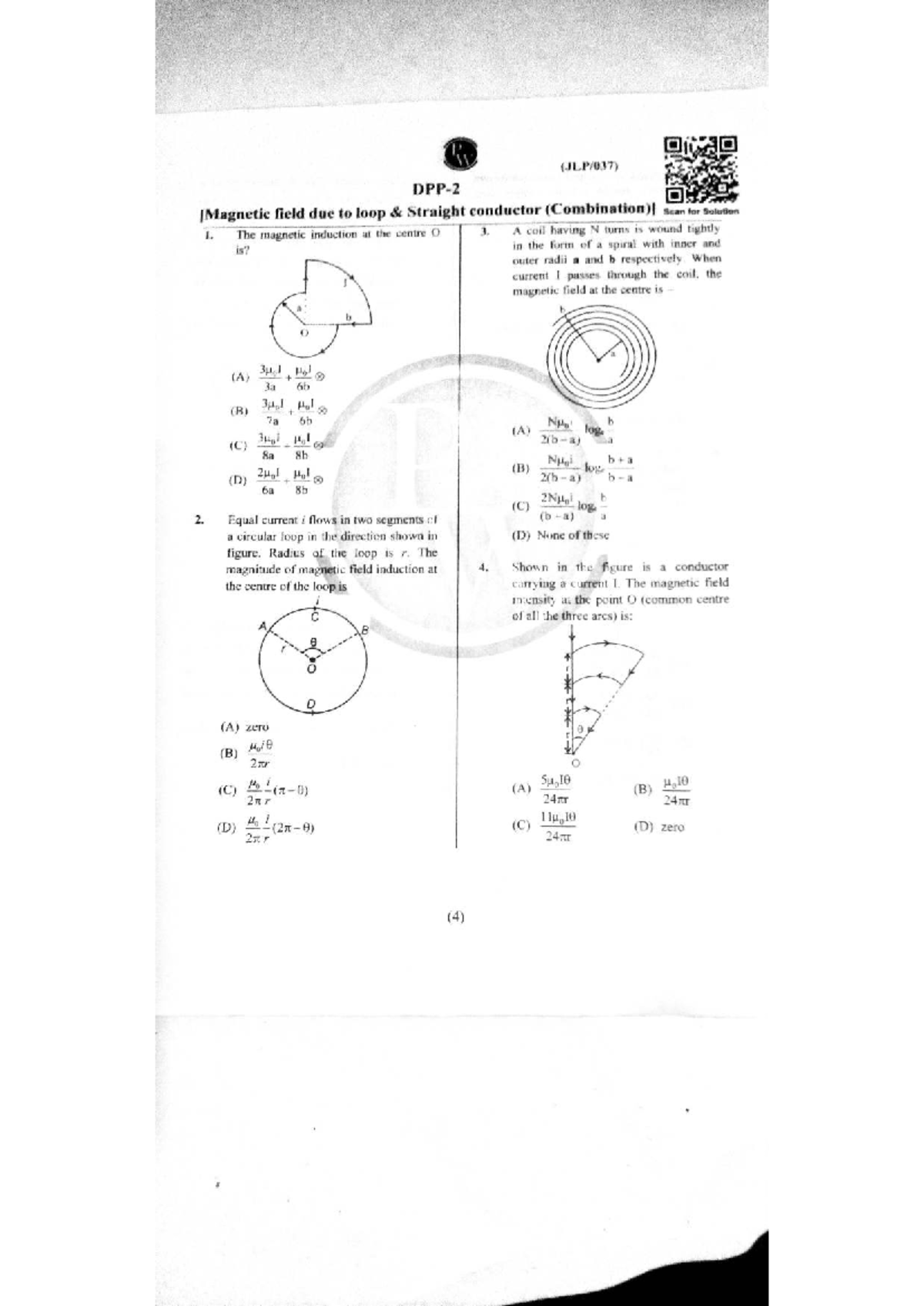 JEE Practice - Magnetic Fields and Induction Concepts - Studocu