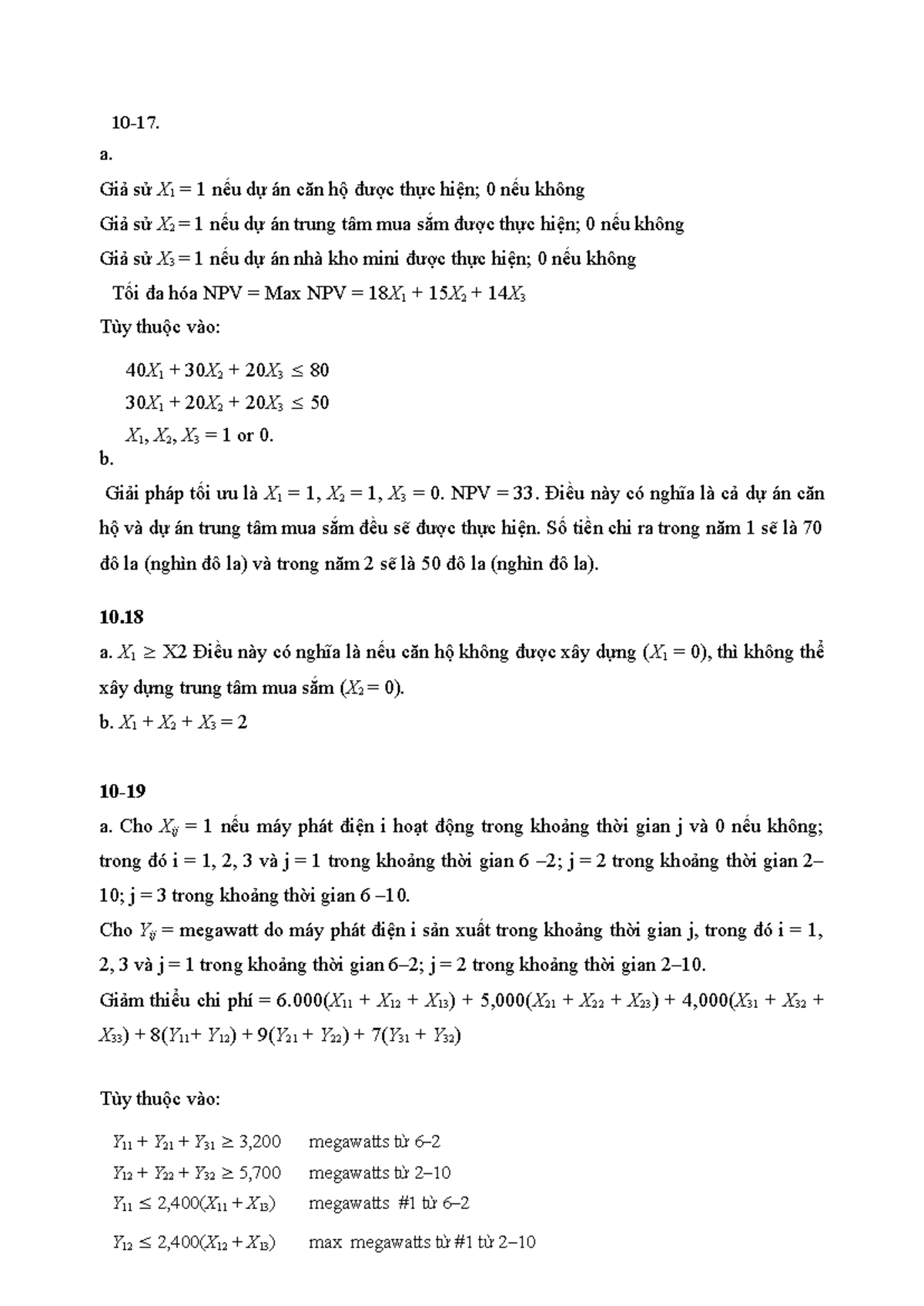 Btl Giải Bài Tập 10.17 đến 10 - Tối Ưu Hóa Dự Án - Studocu