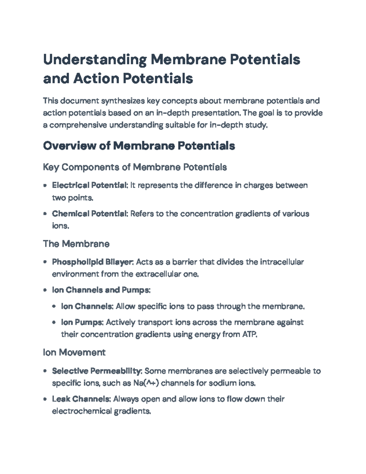 Understanding Membrane & Action Potentials: Key Physiological Insights ...