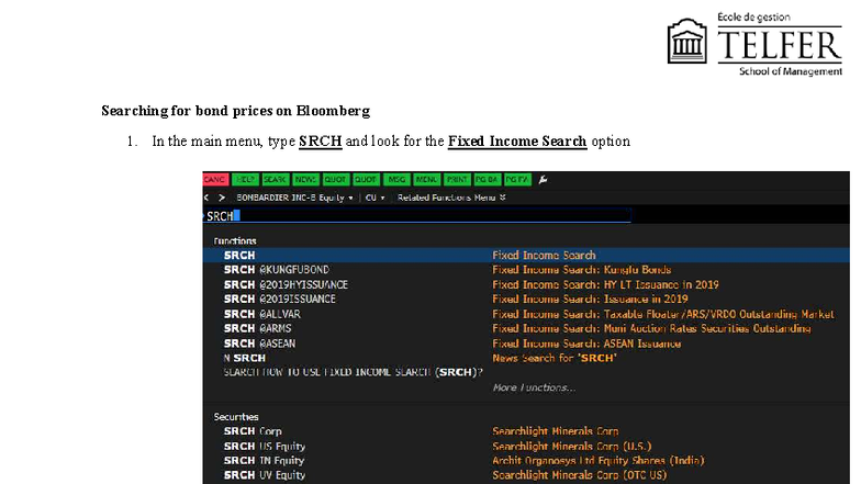 Bloomberg Bond Price Search Guide: Step-by-Step Instructions - Studocu