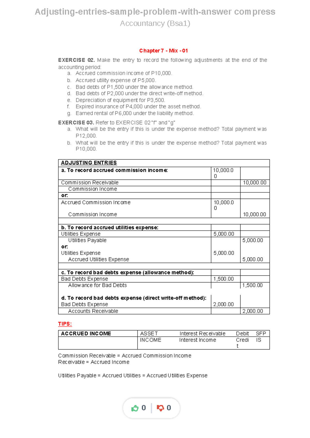 Adjusting Entries Sample Problems (ACCT101) - Comprehensive Guide - Studocu